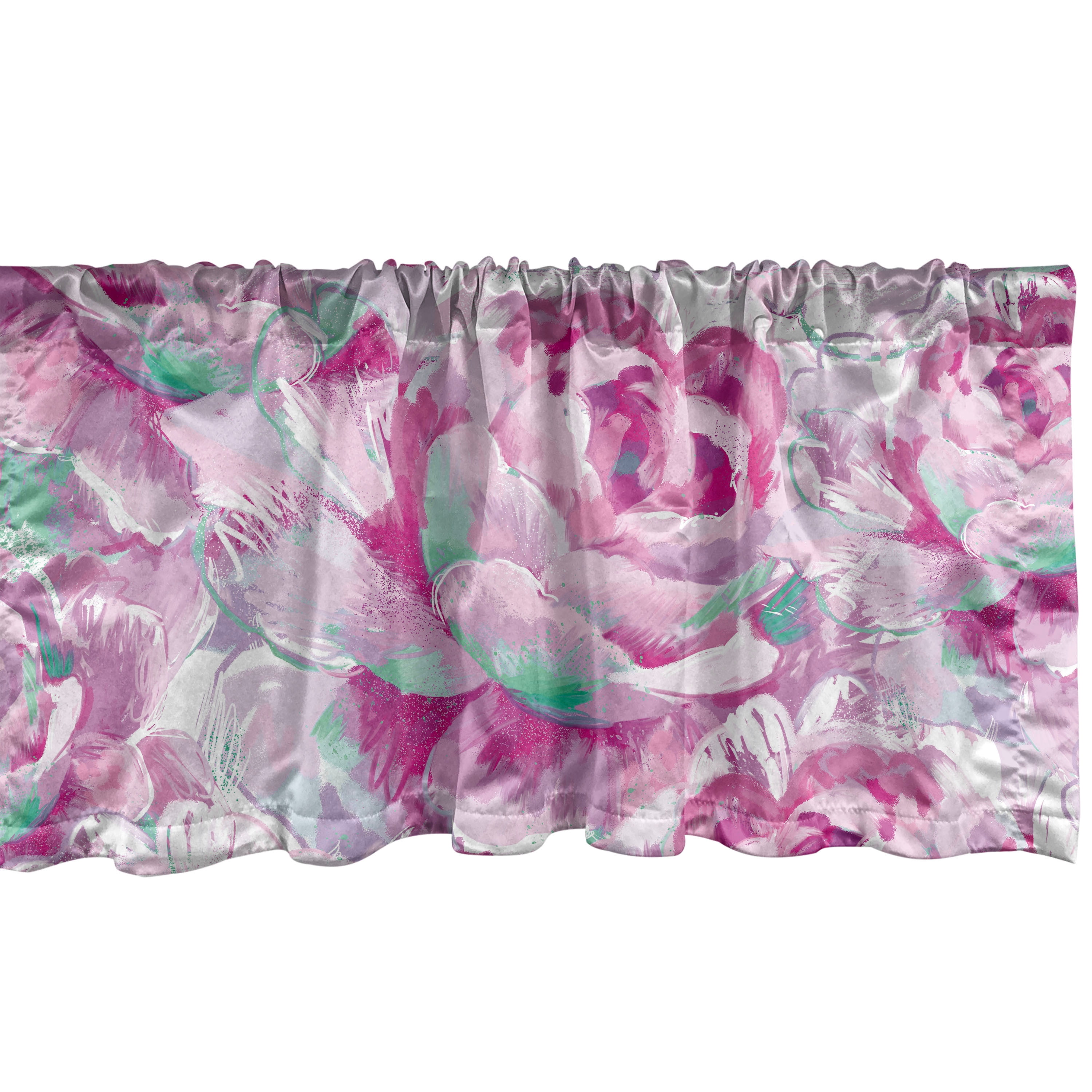 Delicate Roses Window Valance, Pastel Colors Drawn Aquarelle Flowers ...