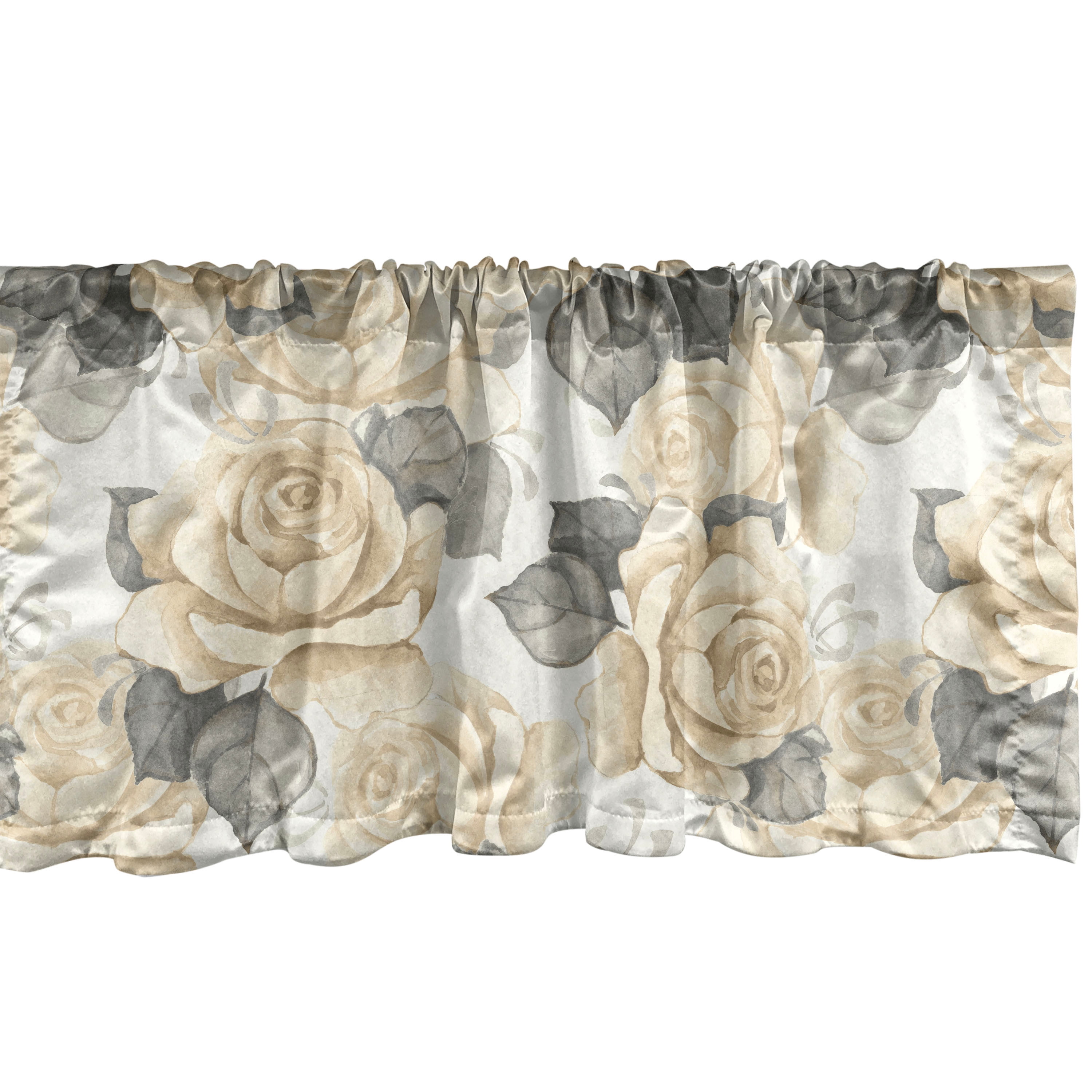 Delicate Roses Window Valance, Retro Themed Garden Scene Flowers ...