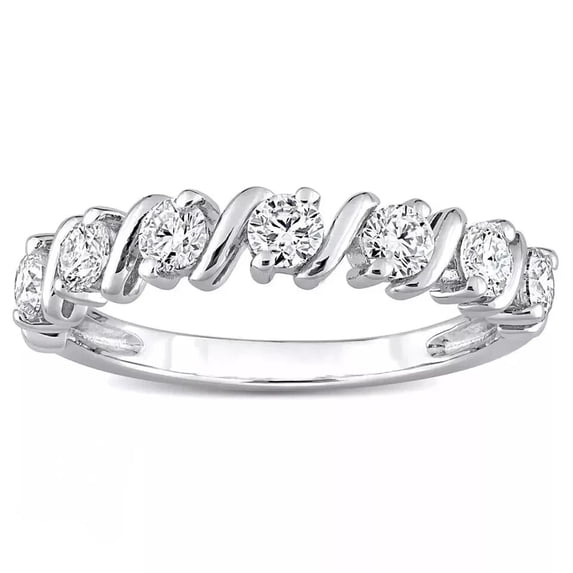 Delicate Seven Stone Diamond Ring, Half Eternity Diamond Wedding Band ...