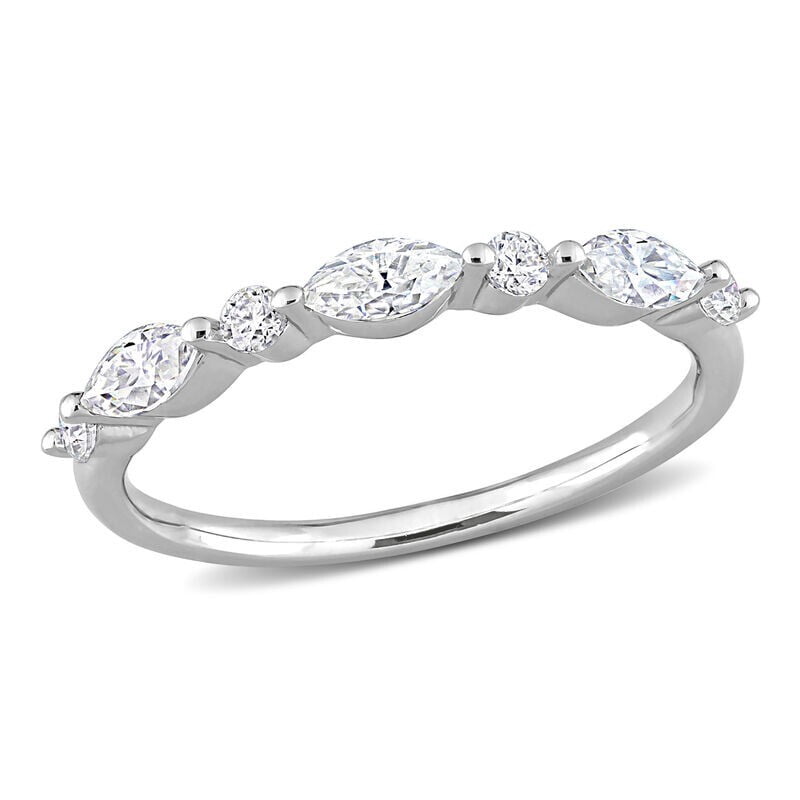 Delicate Seven Stone Diamond Ring, Half Eternity Diamond Wedding Band ...