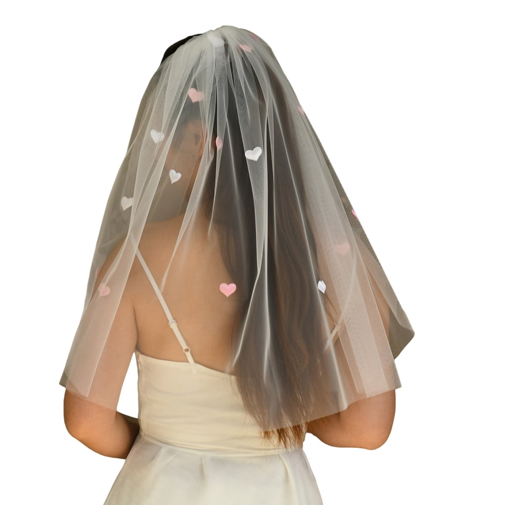 Delicate Short Veil for Bride Love Heart Veil for Wedding Ceremonies ...