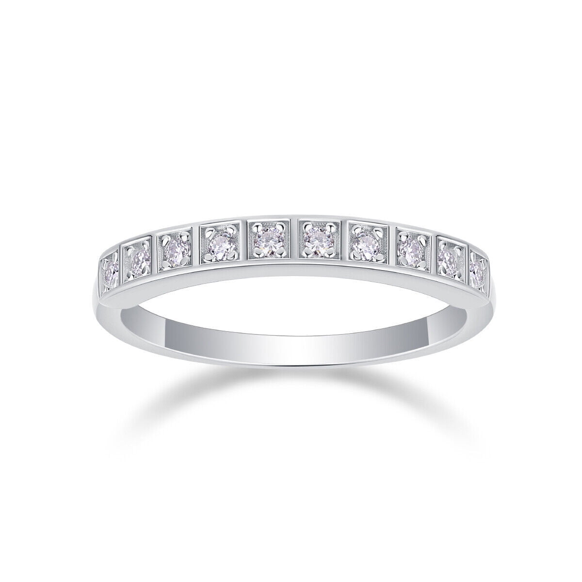 Delicate and Simple Half Eternity Diamond Wedding Band, Tiny Diamond ...