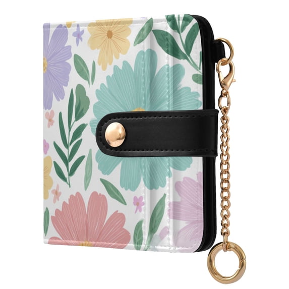 Delicate Soft Hue Flowers Leaves Women's Wallet PU Leather Card Cases ...