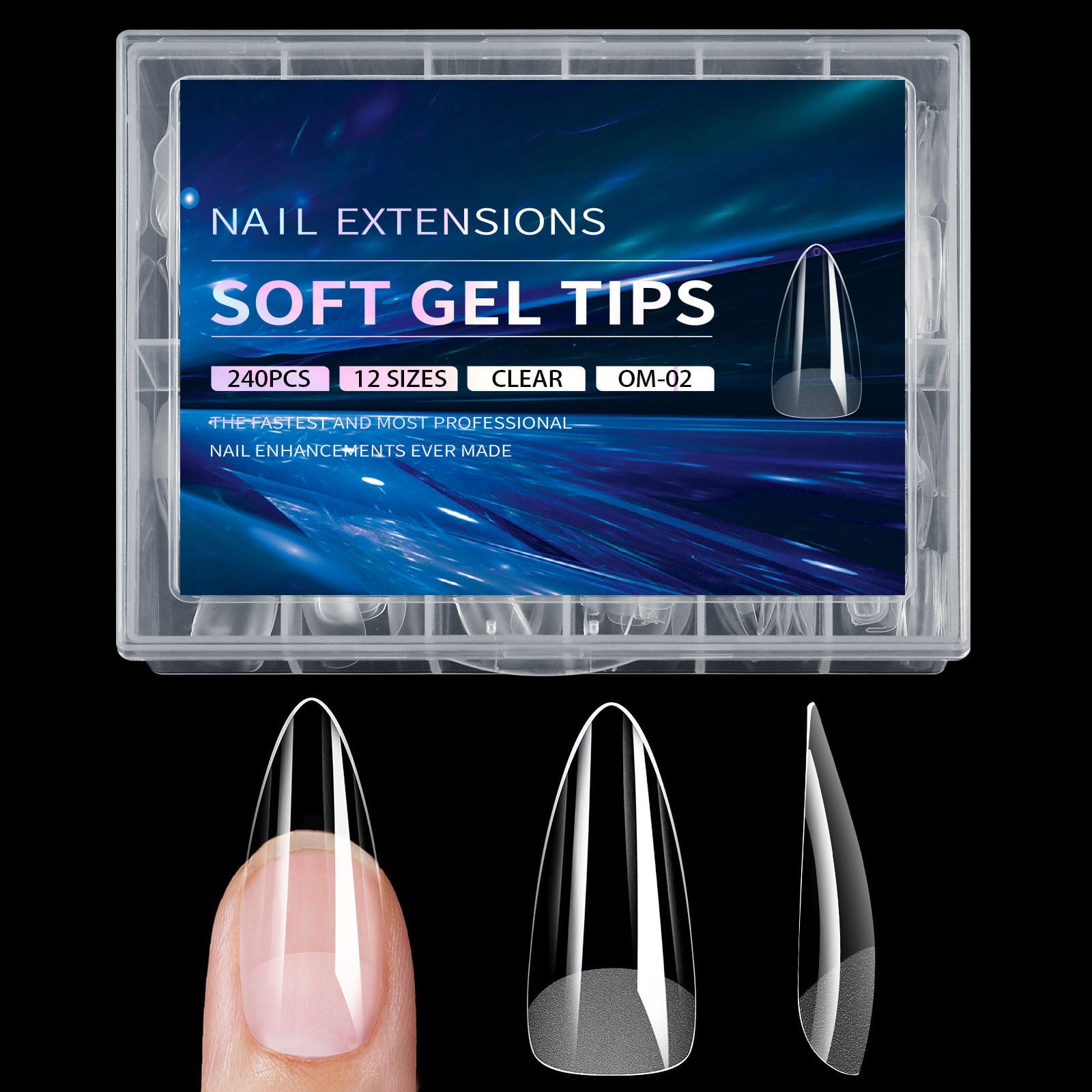 Delicate Square Nails Tips 240 Clear Full Coverage Extensions in 12 ...
