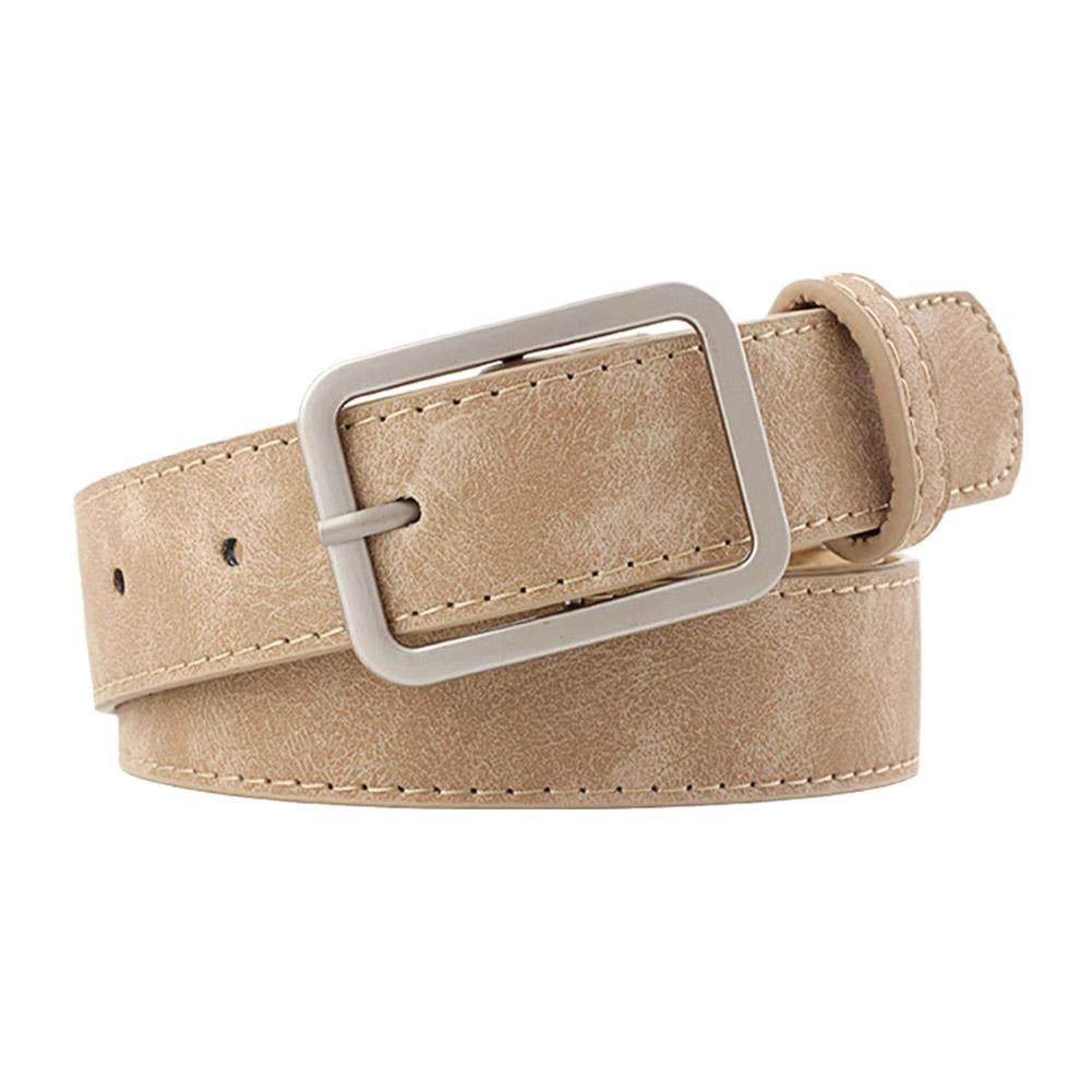 Delicate Square Pin Buckles Belts Women Silver Buckle Leather Belts For ...