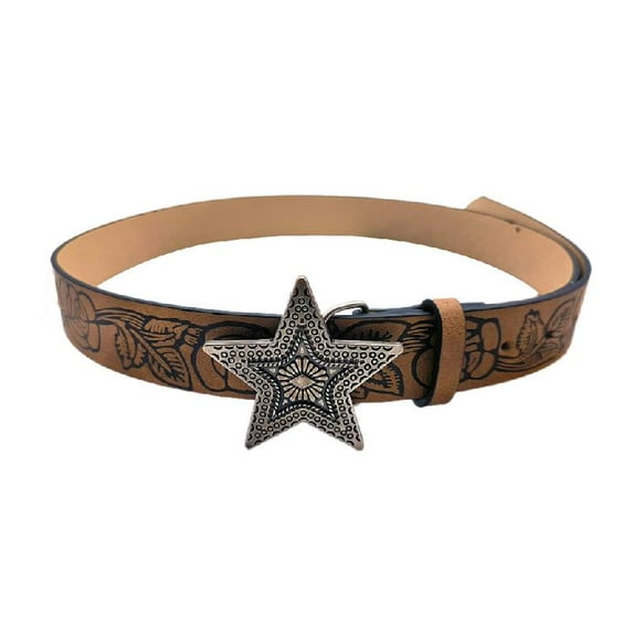Delicate Star Buckle Belts PU Belt Adjust Embossed Pattern Belt ...