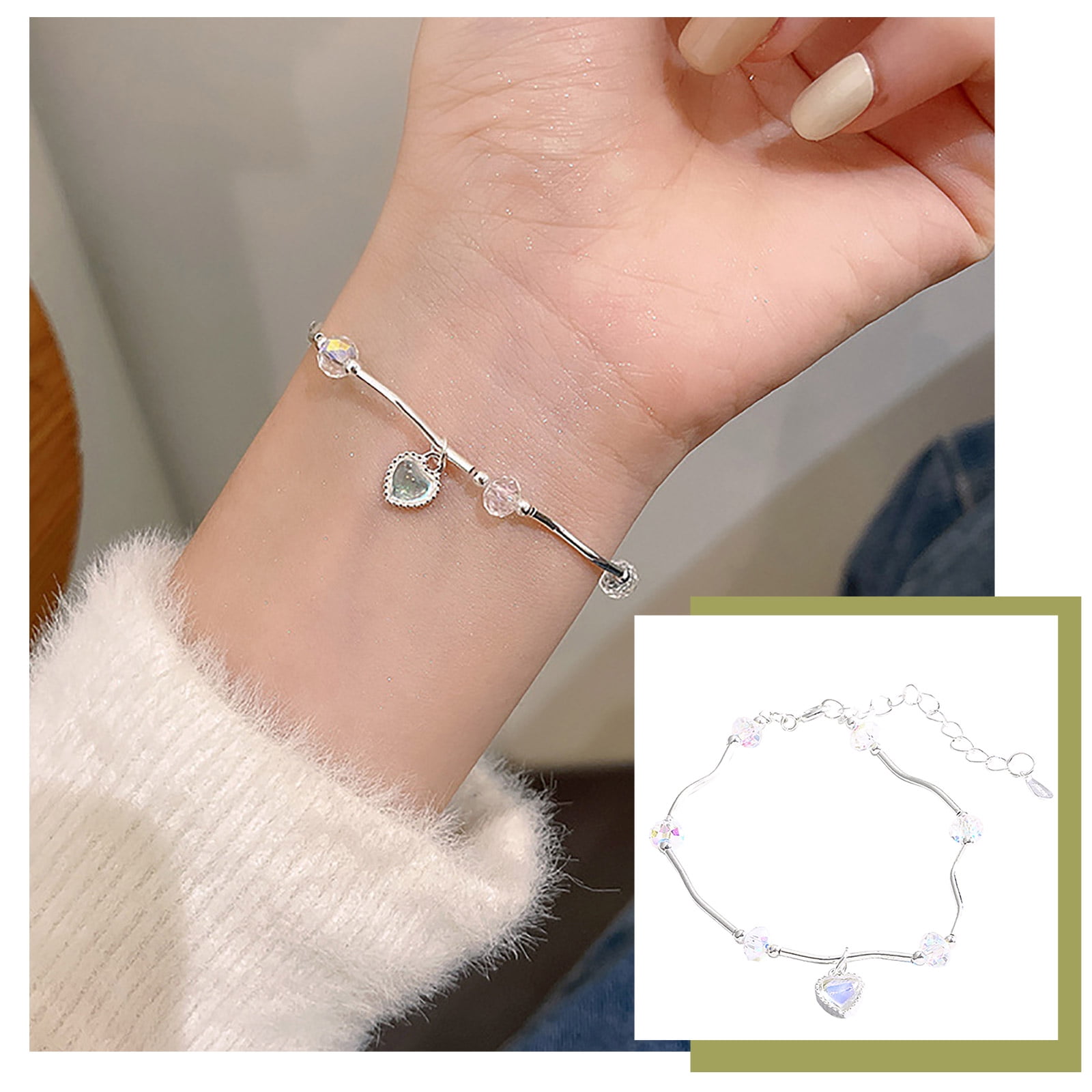 Delicate Sterling Silver Bracelets With Charms Chain Women Bracelet ...