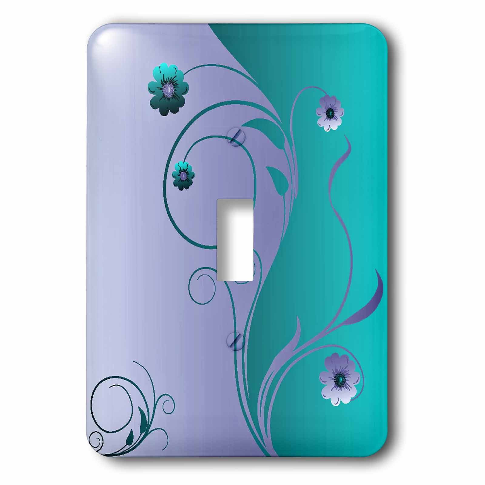 Delicate Teal and Purple Flowers and Flourishes single toggle switch ...