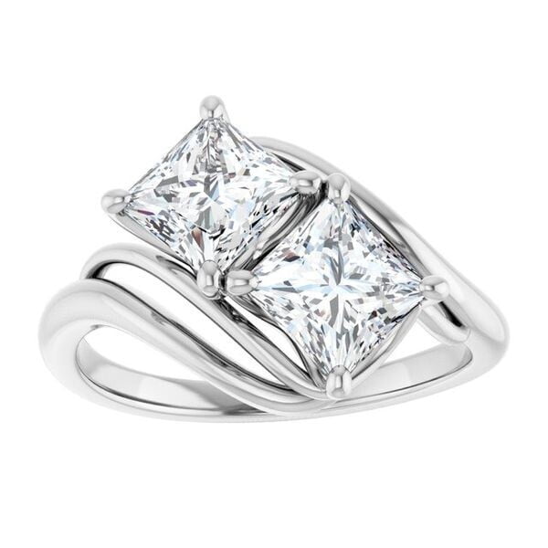 Delicate Toi Et Moi Diamond Ring, Princess Cut Diamond Engagement Ring ...