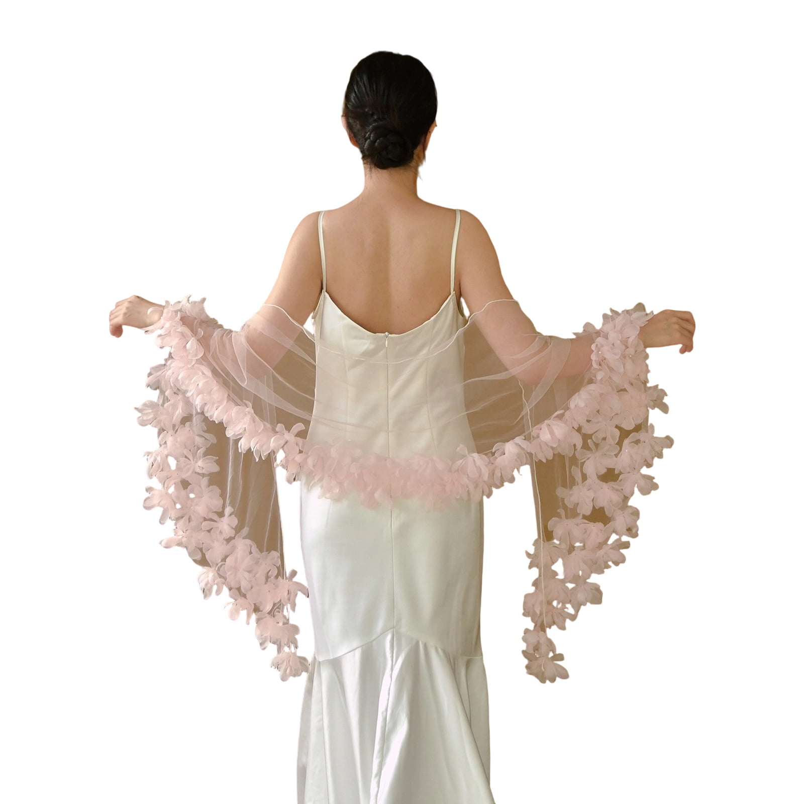 Delicate Tulle Pearls Bridal Capelet For Weddings Formal Event ...