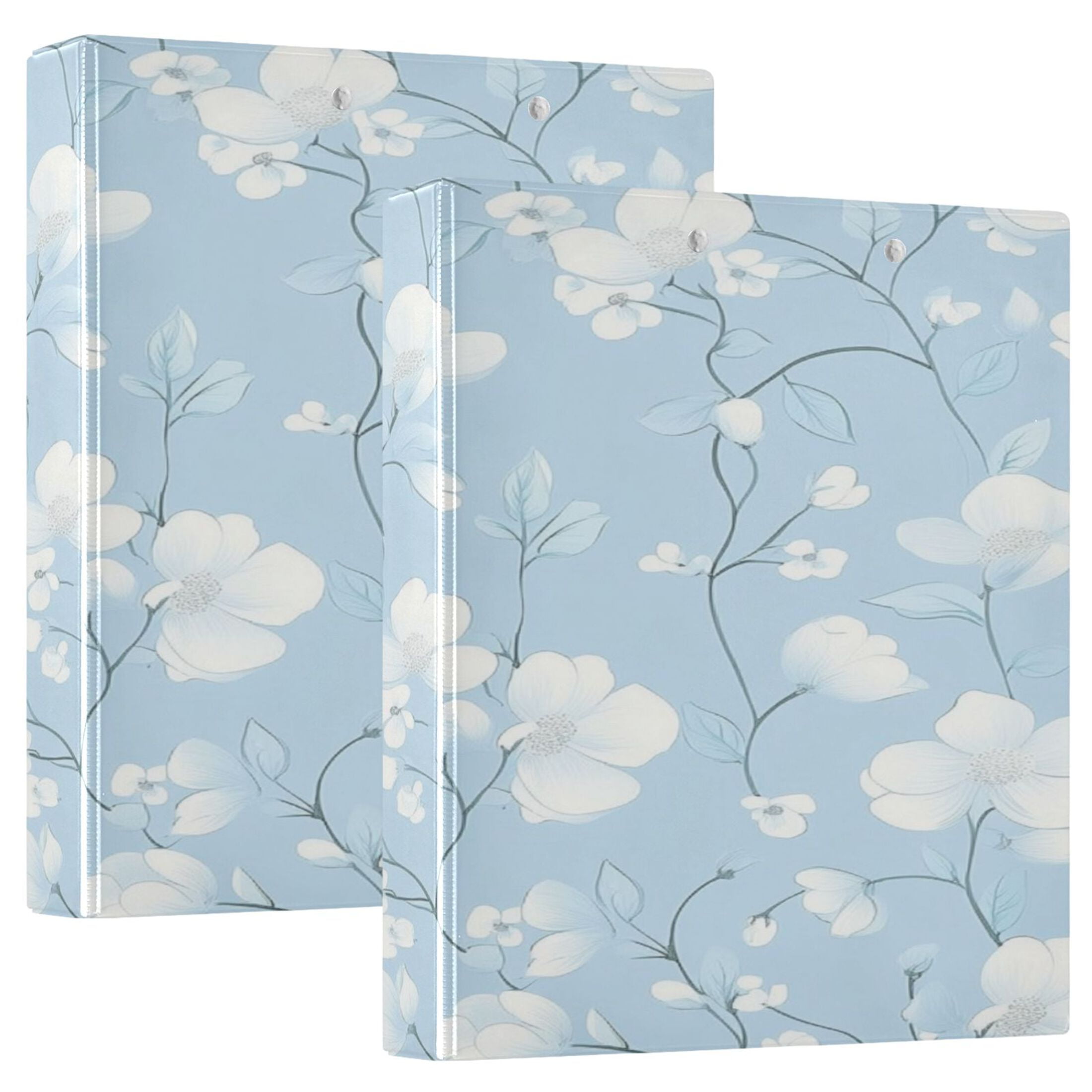 Delicate White Flowers 3 Ring Hardcover Binders 1.5in Round Rings for ...