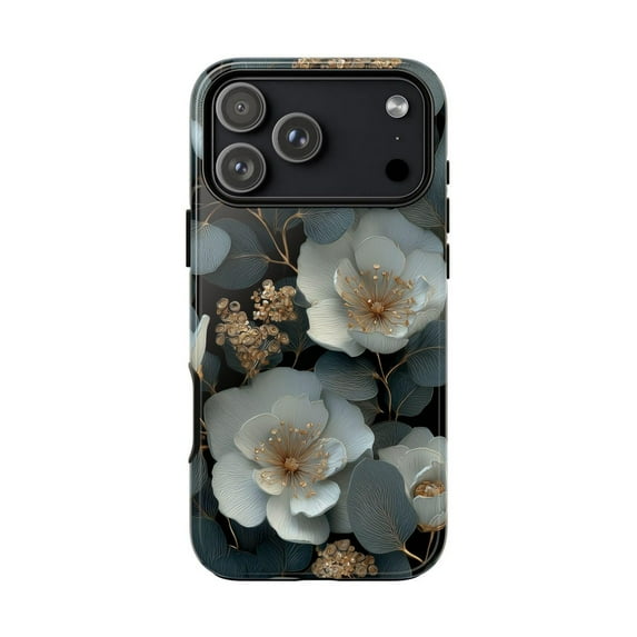 Delicate White Gold Flowers with Sage Leaves with iPhone 17 to 11 Pro ...