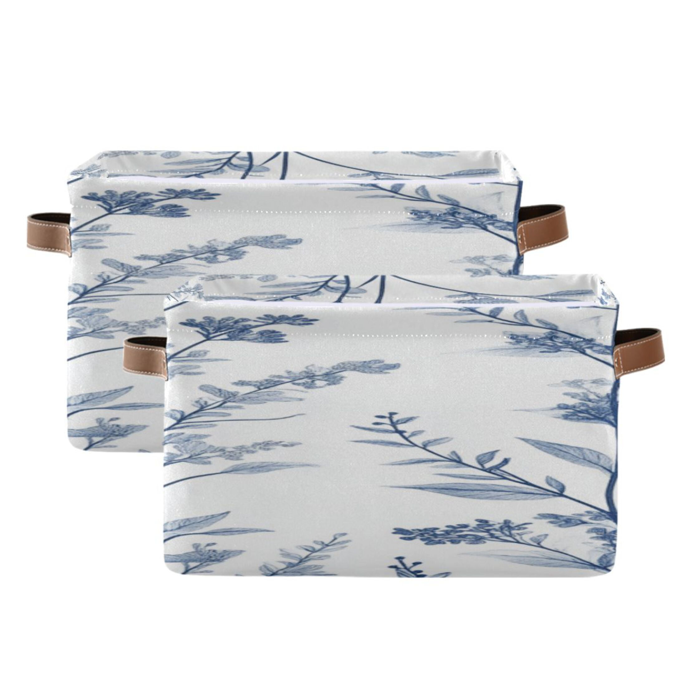 Delicate Wild Florals Square Storage Bins with Handles Collapsible ...