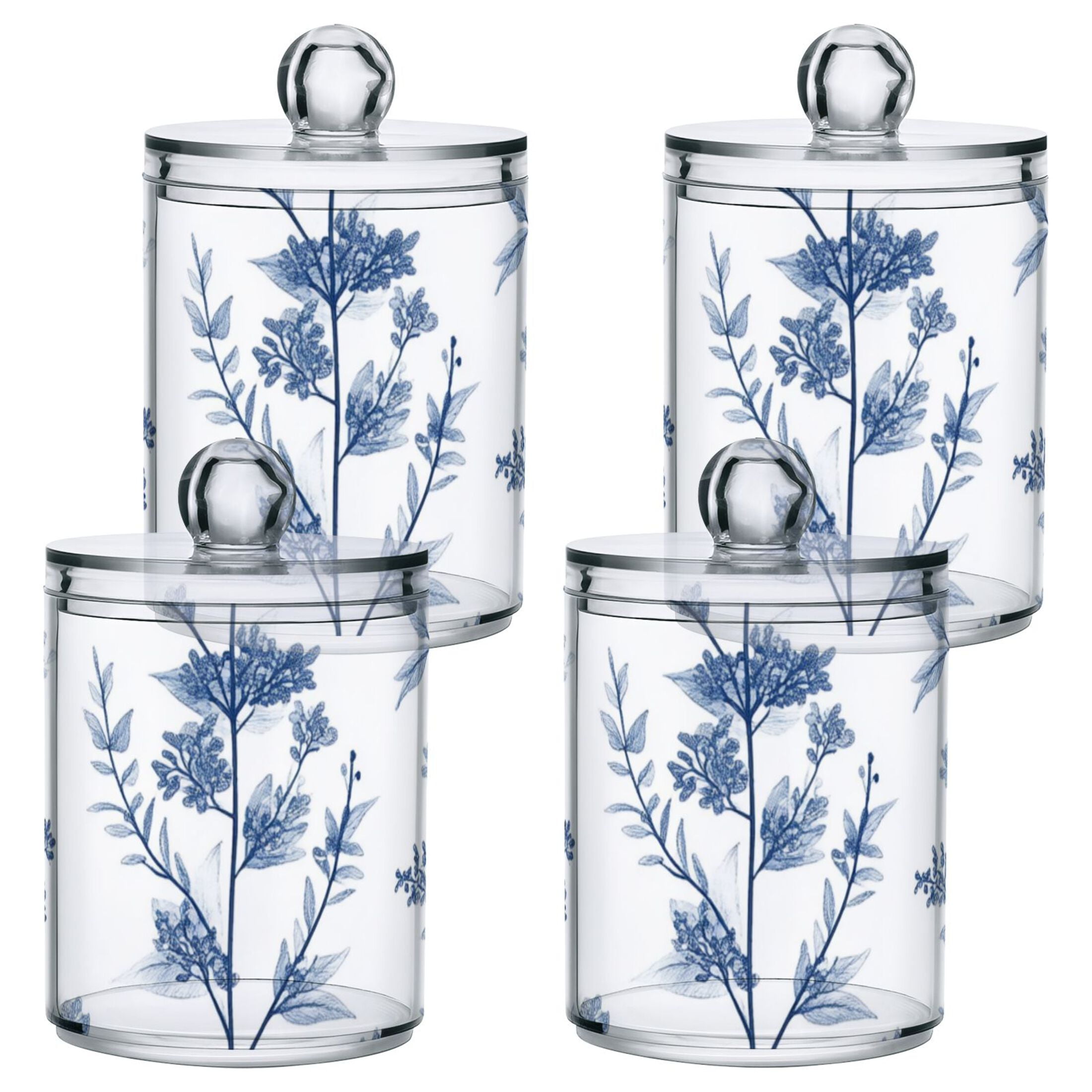 Delicate Wild Florals Translucent Plastic Cans Storage Canisters with ...