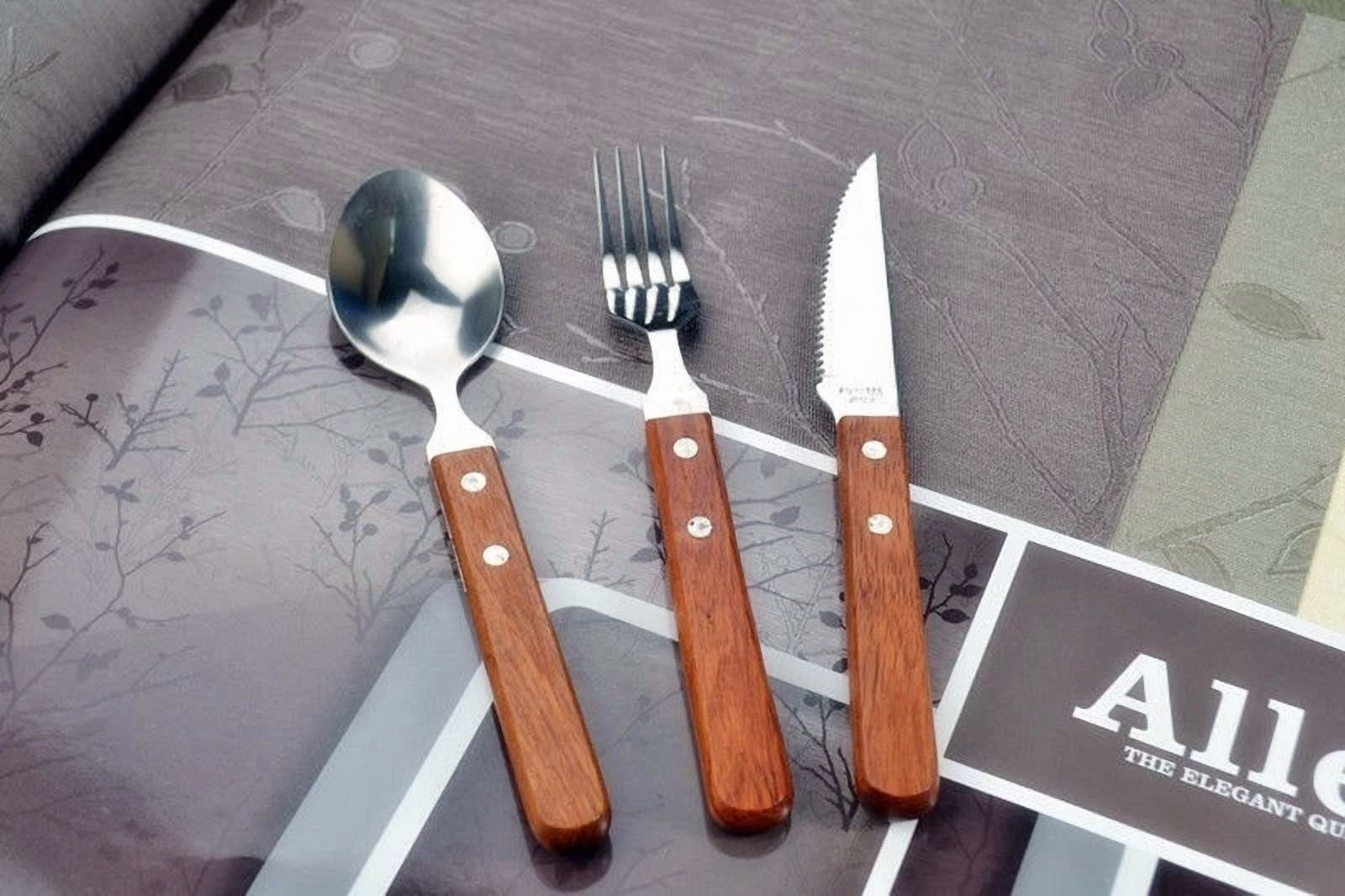 Delicate Wood Handle Kitchen Flatware Knife Fork Spoon Quality ...