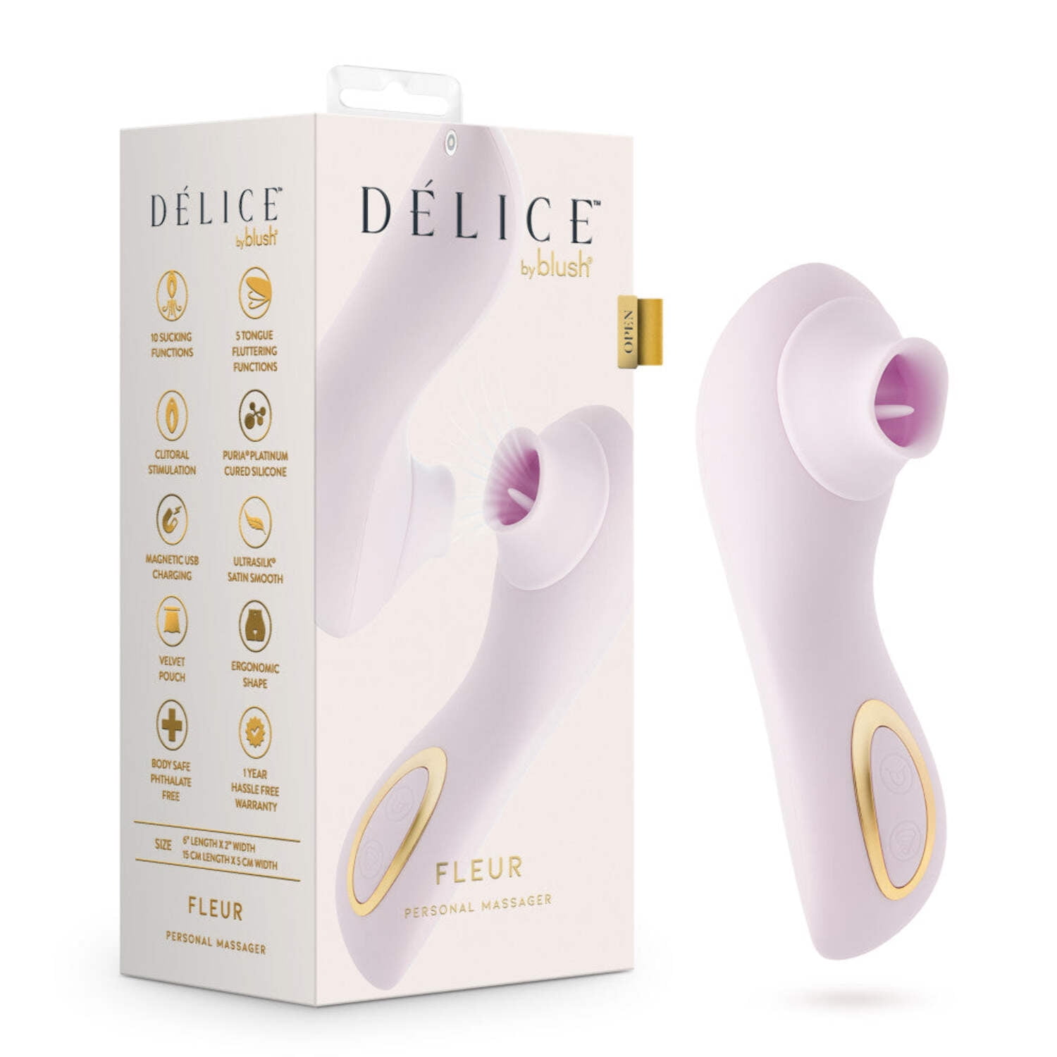 Delice™ By Blush® | Fleur Handheld Clitoral Stimulator With Tongue Fluttering Suction Functions ...