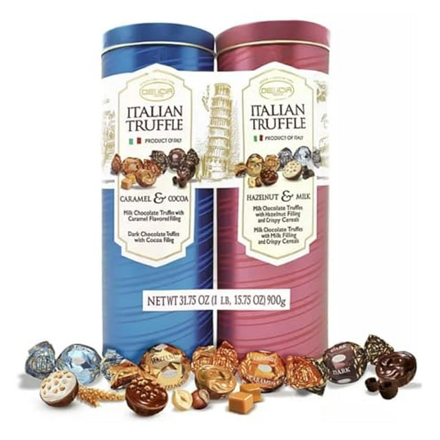 Delicia Italian Chocolate Truffles, Caramel & Cocoa, Hazelnut & Milk ...