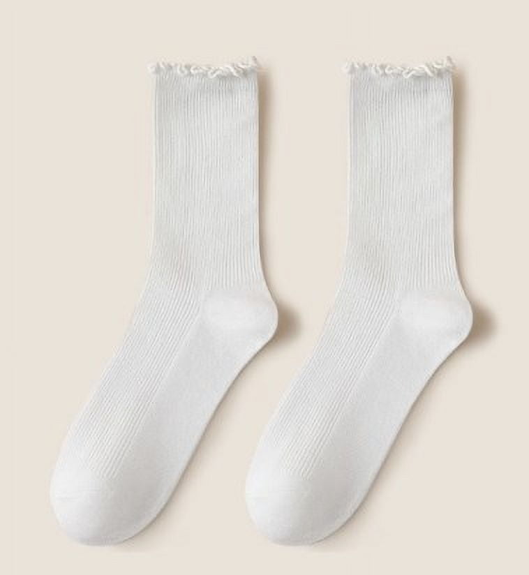 Delicioc 3 Pairs Ruffle Socks Frilly Socks Women Crew Socks Cute Socks ...