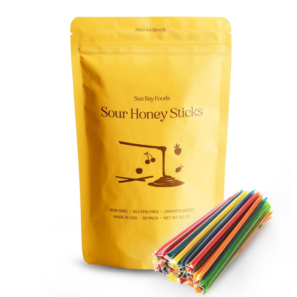 Delicious 50-Pack Sour Flavored Honey Sticks Assortment - Natural ...