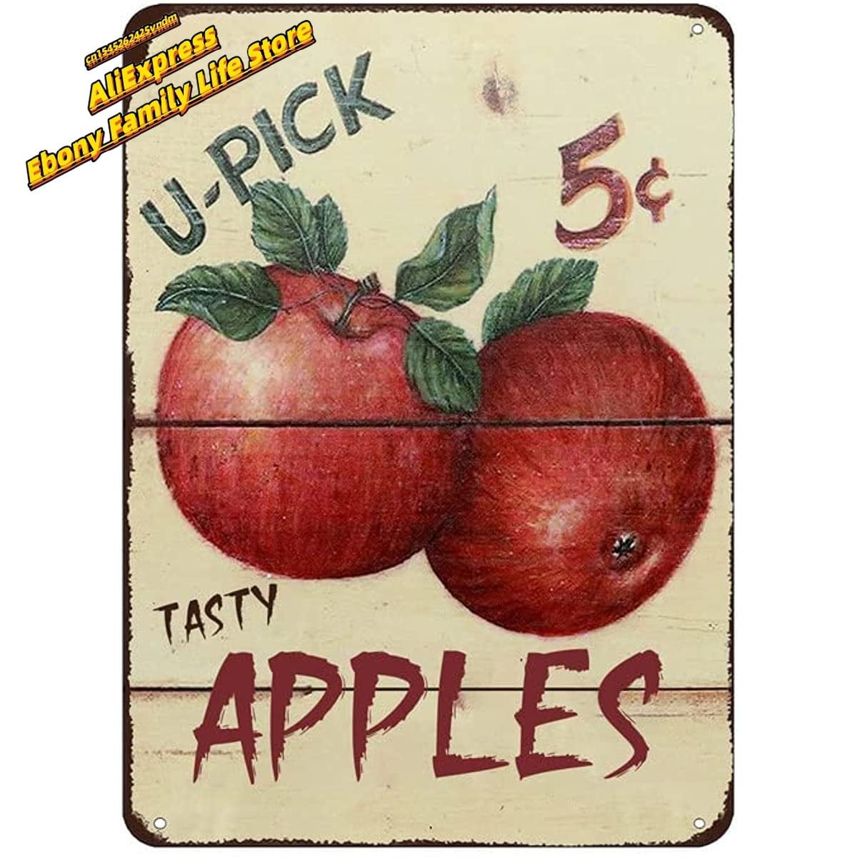 Delicious Apples 5 Cents' Retro Vintage Metal Aluminum Bar Sign ...