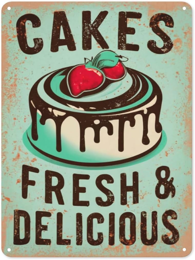 Delicious Desserts Food Metal Tin Sign Cake Fresh And Delicious Tin ...