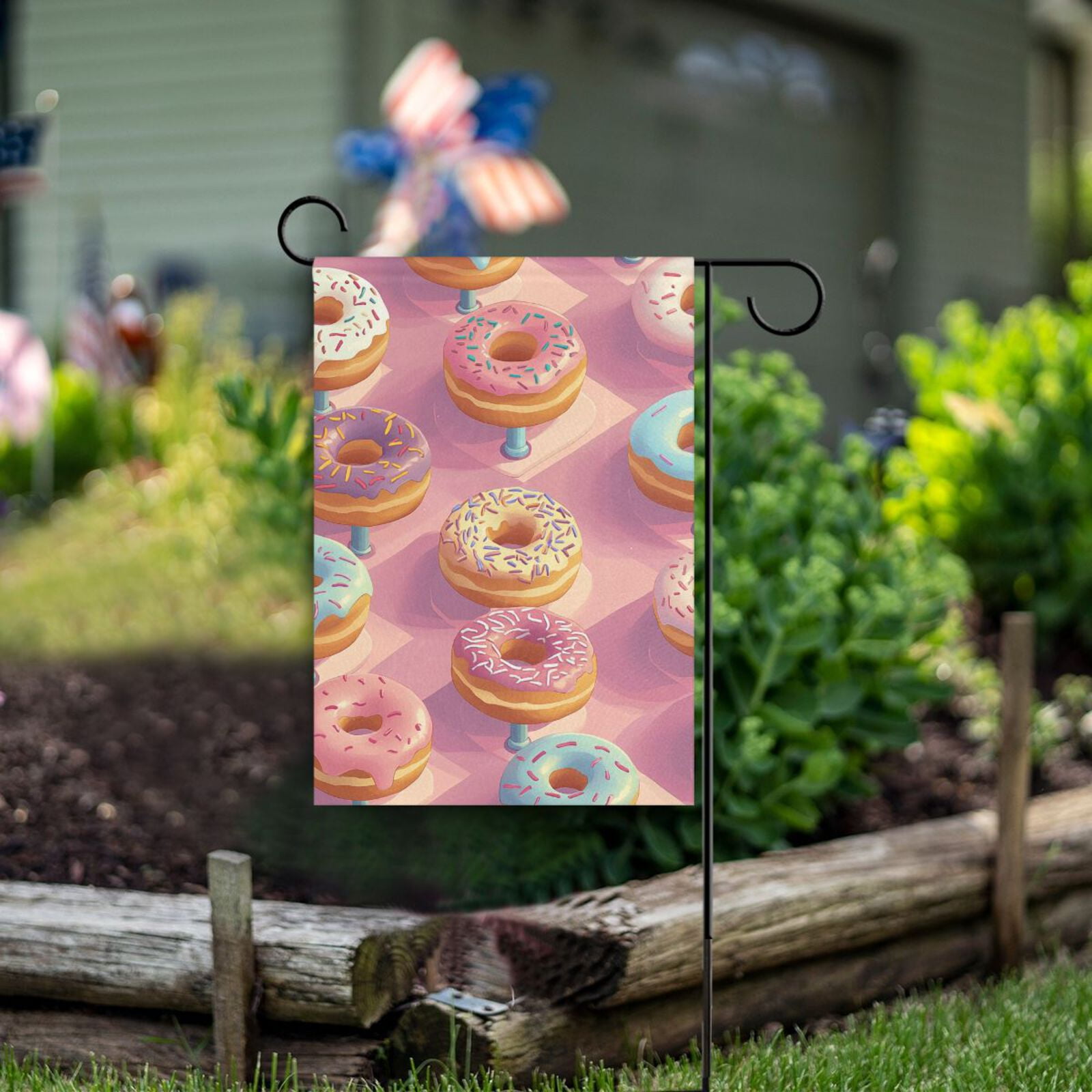 Delicious Donuts Garden Flag Double Sided Outdoor Banners for Courtyard ...
