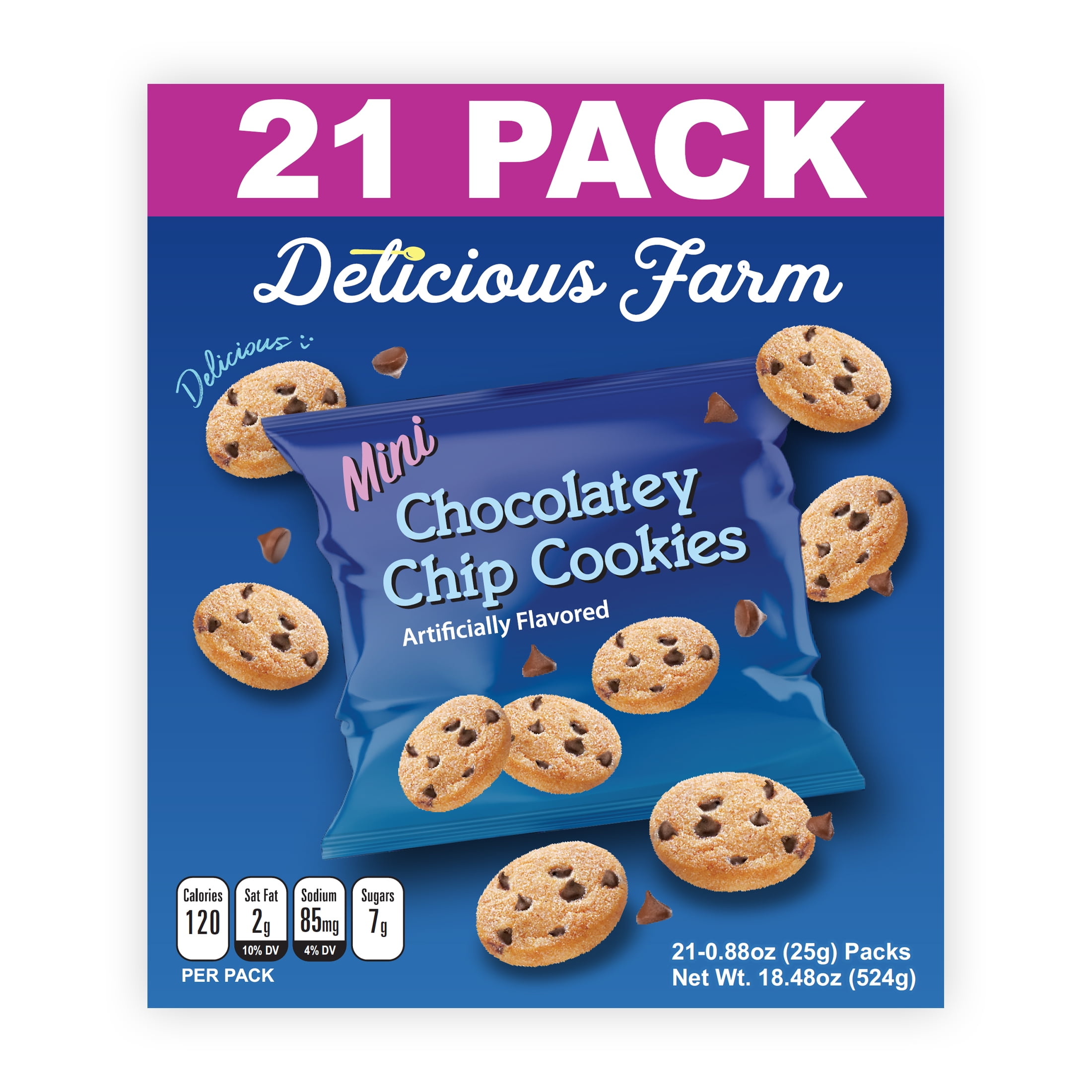 Delicious Farm, Chocolatey Chip Cookies, Mini, Baked, Shelf Stable 18. ...