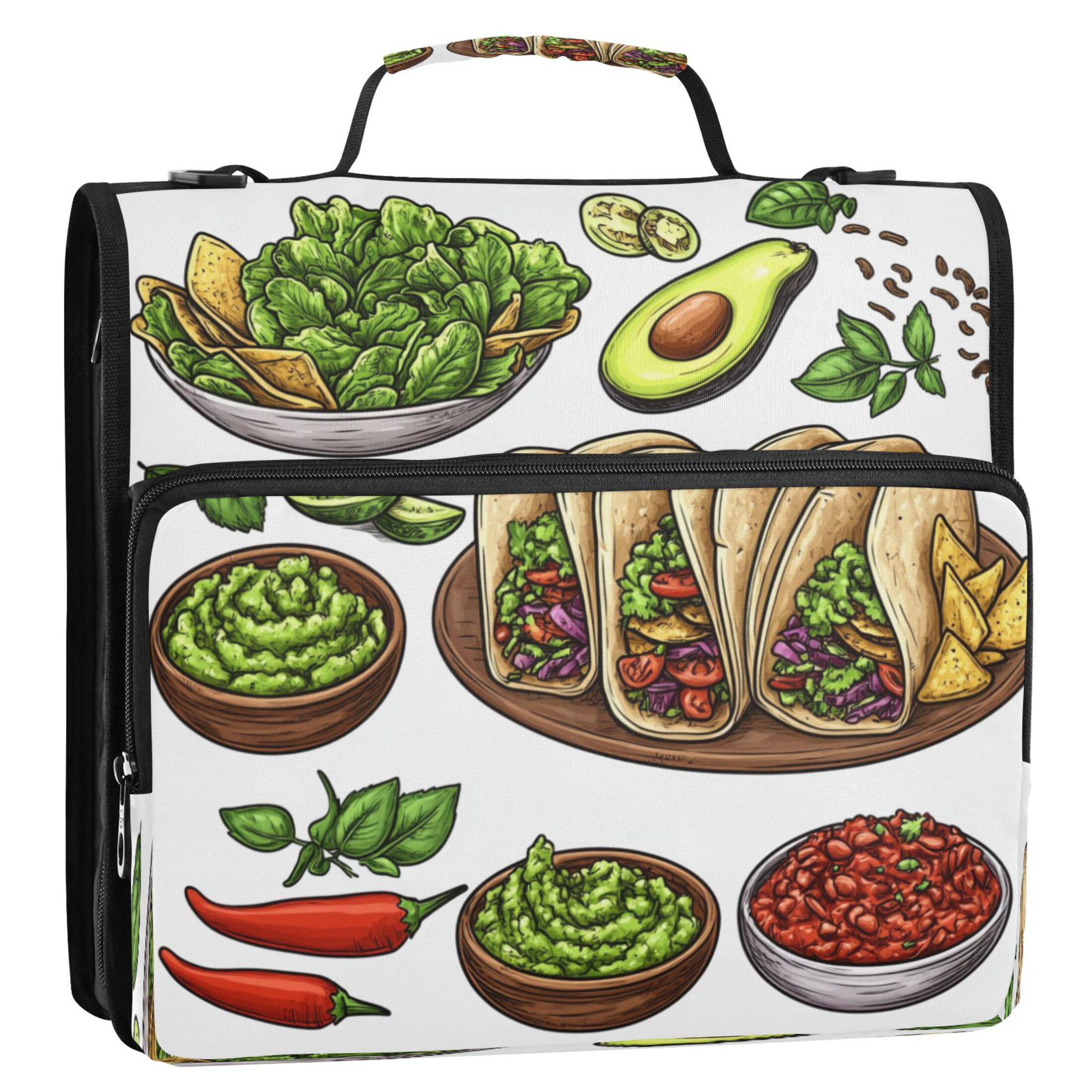 Delicious Food Stripes Lines Zipper Binder Bag 3 Ring Binder Bag,Large ...