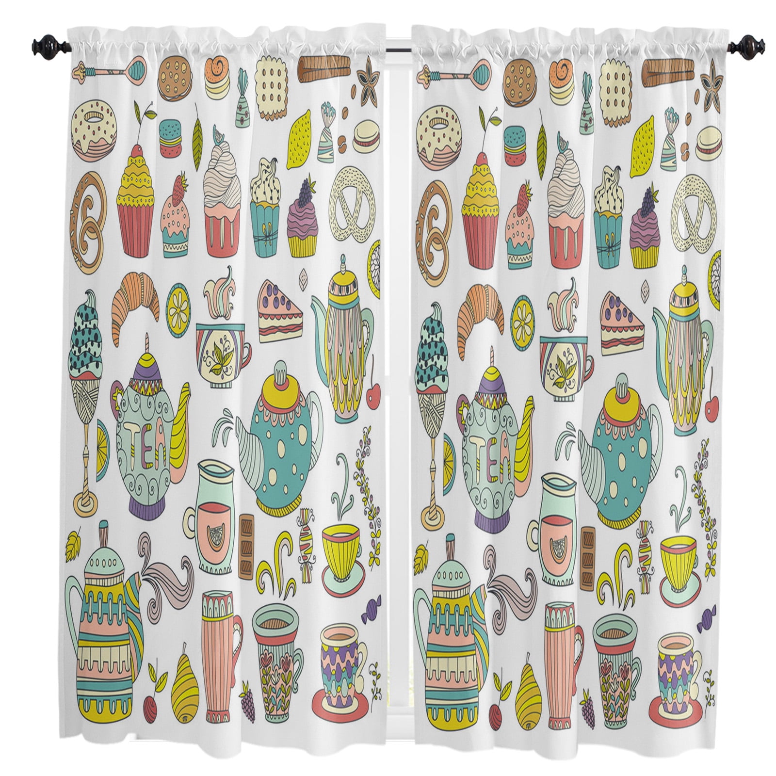 Delicious Food Donut Curtains for Living Room Bedroom Curtains Kitchen ...