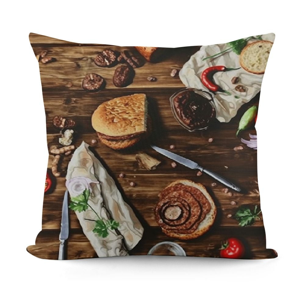 Delicious Food Fabric by The Yard Watercolor Hamburger Steak Sausage ...