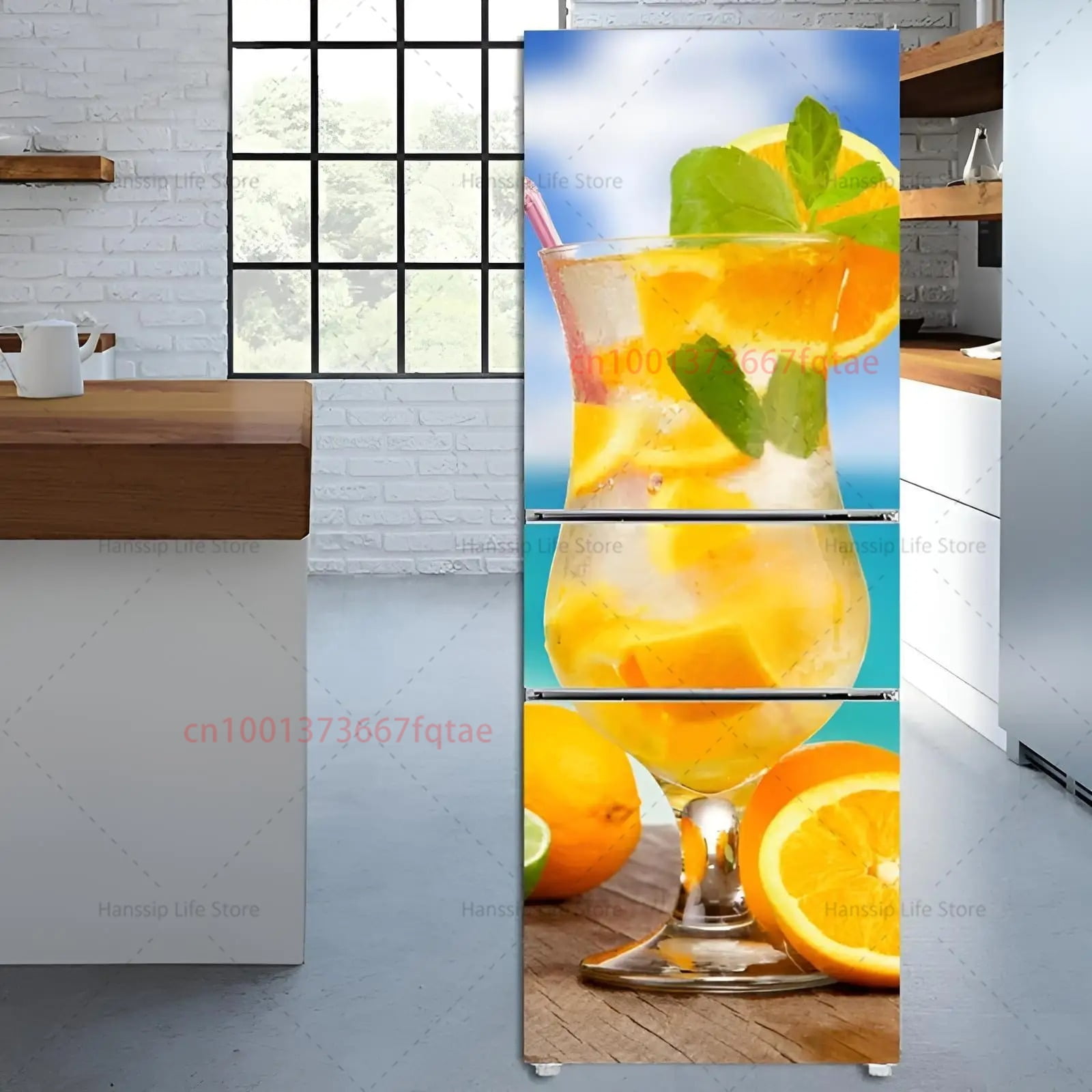 Delicious Fresh Fruit Printed Fridge Door Wrap Cover Kitchen Wallpaper ...