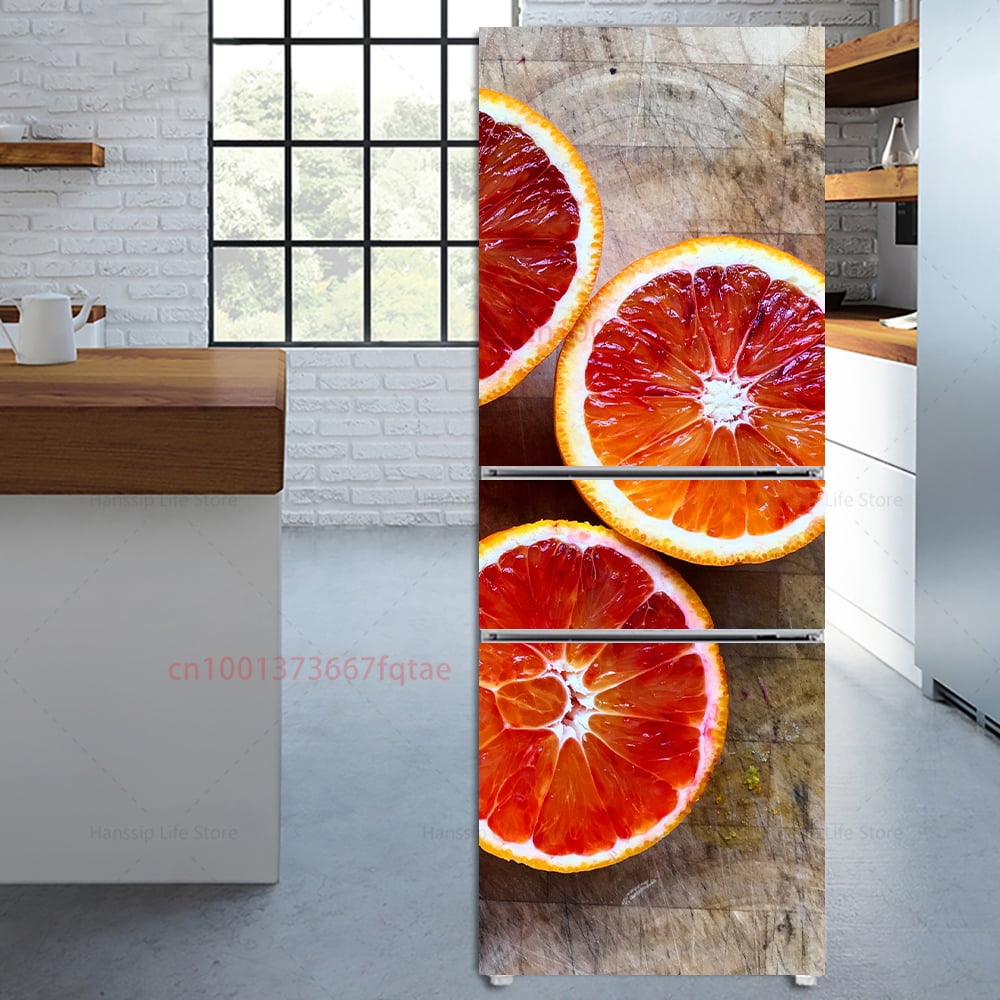Delicious Fresh Fruit Printed Fridge Door Wrap Cover Kitchen Wallpaper ...