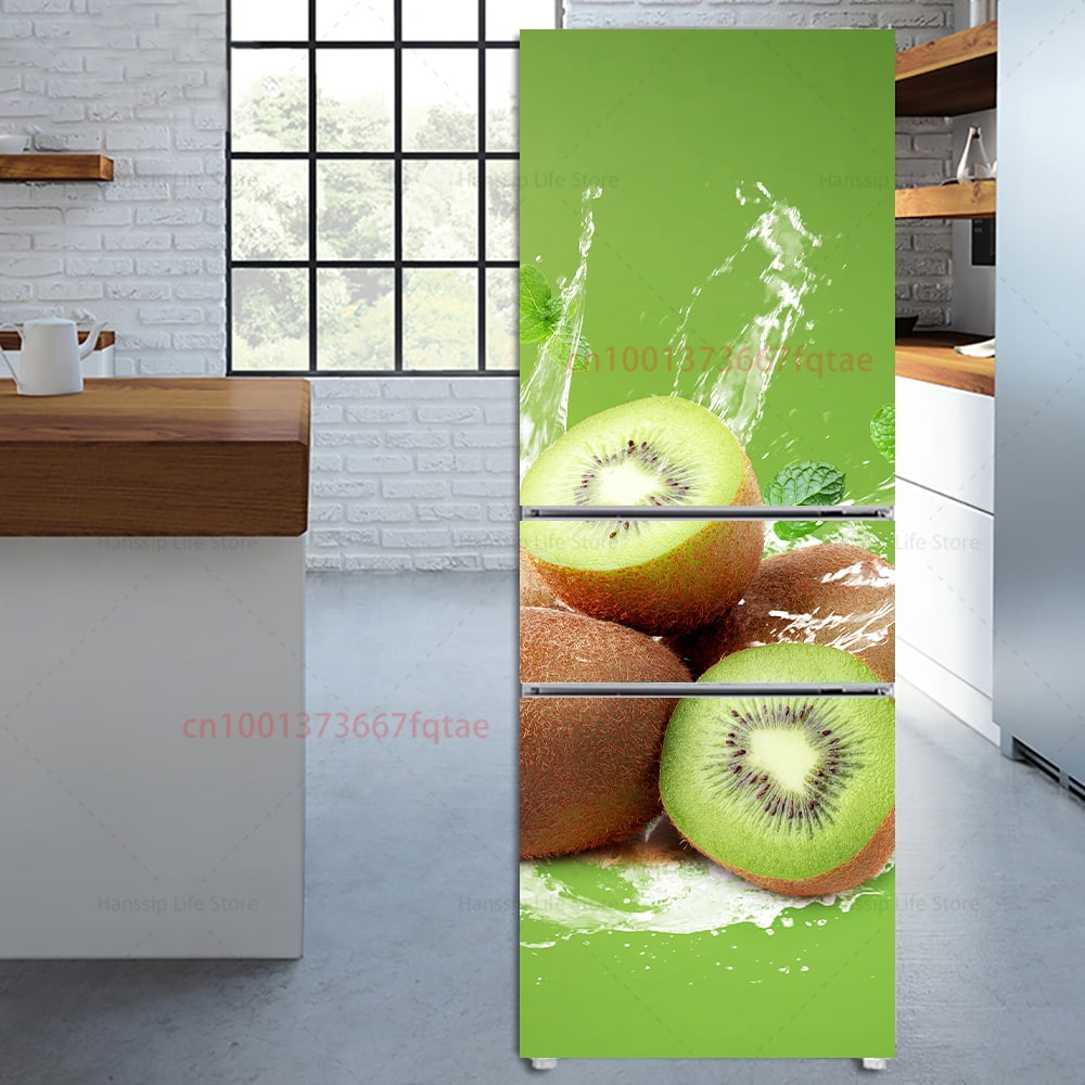 Delicious Fresh Fruit Printed Fridge Door Wrap Cover Kitchen Wallpaper ...