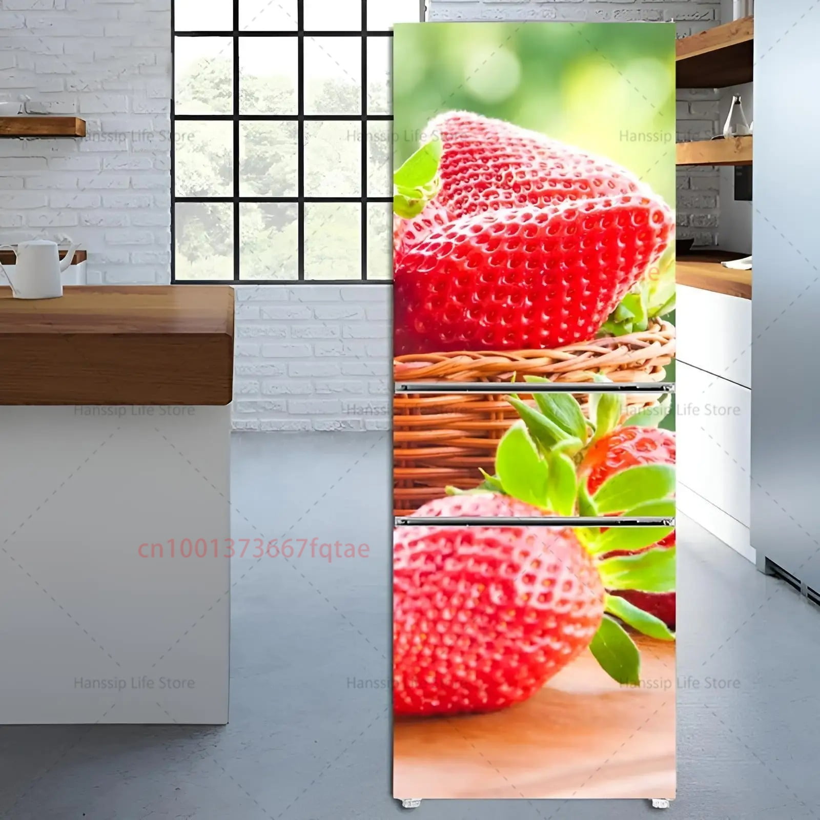Delicious Fresh Fruit Printed Fridge Door Wrap Cover Kitchen Wallpaper ...