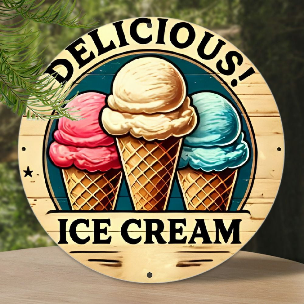 Delicious! Ice Cream - 20cm/7.87inch Round Aluminum Sign for Coffee ...