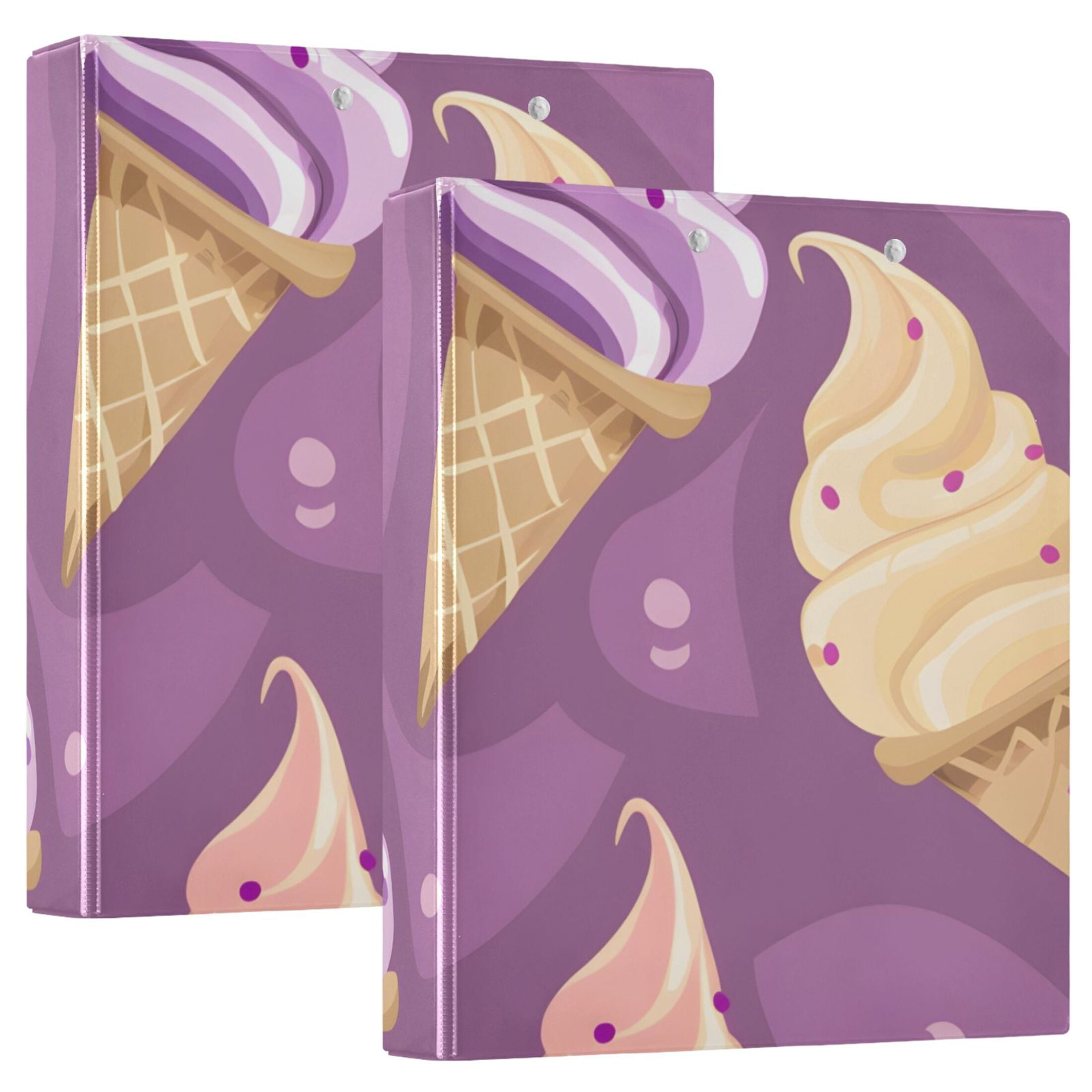 Delicious Ice Cream 3 Ring Binders 1.5 inch Hardcover File Folders with ...