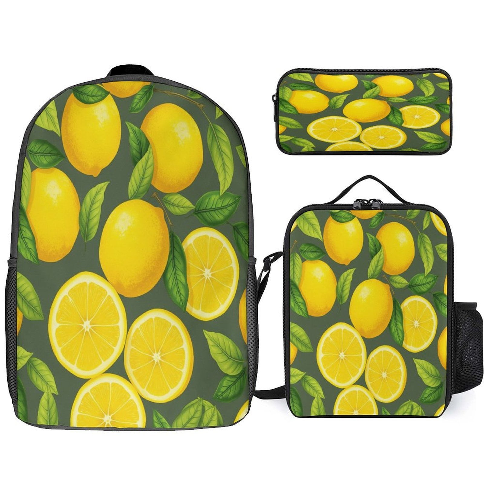 Delicious Lemon 3pcs/Set Bags Laptop Daypack Backpack Lunch Bag Pencil ...