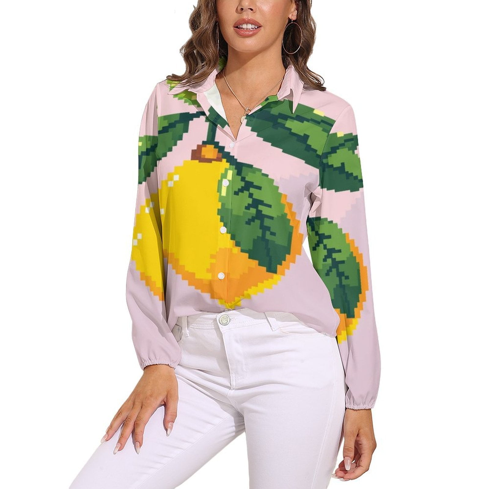 Delicious Lemon Blouse For Women Loose Blouses Long Sleeve Shirts ...