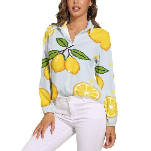 Delicious Lemon Blouse For Women Loose Blouses Long Sleeve Shirts ...