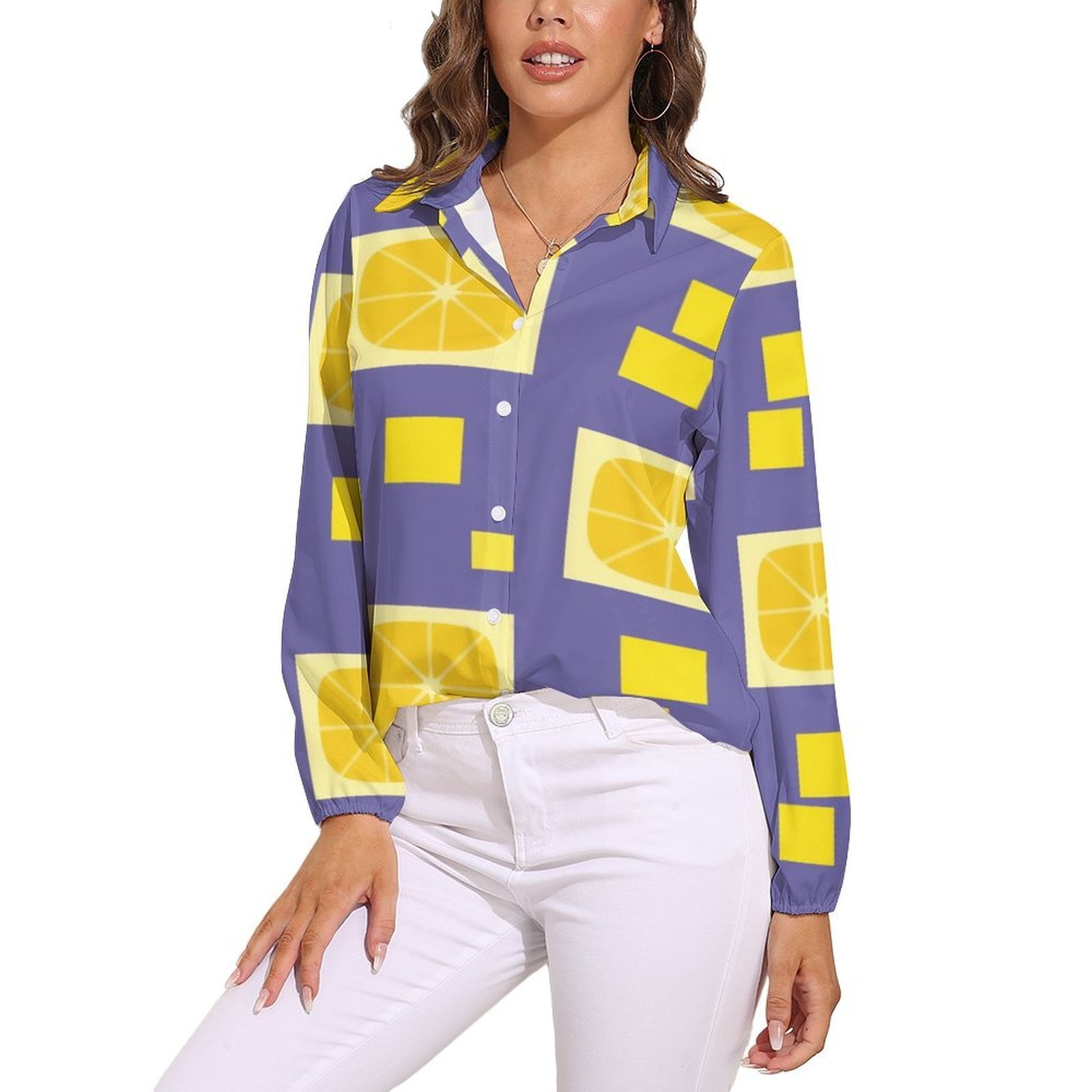 Delicious Lemon Blouse For Women Loose Blouses Long Sleeve Shirts ...