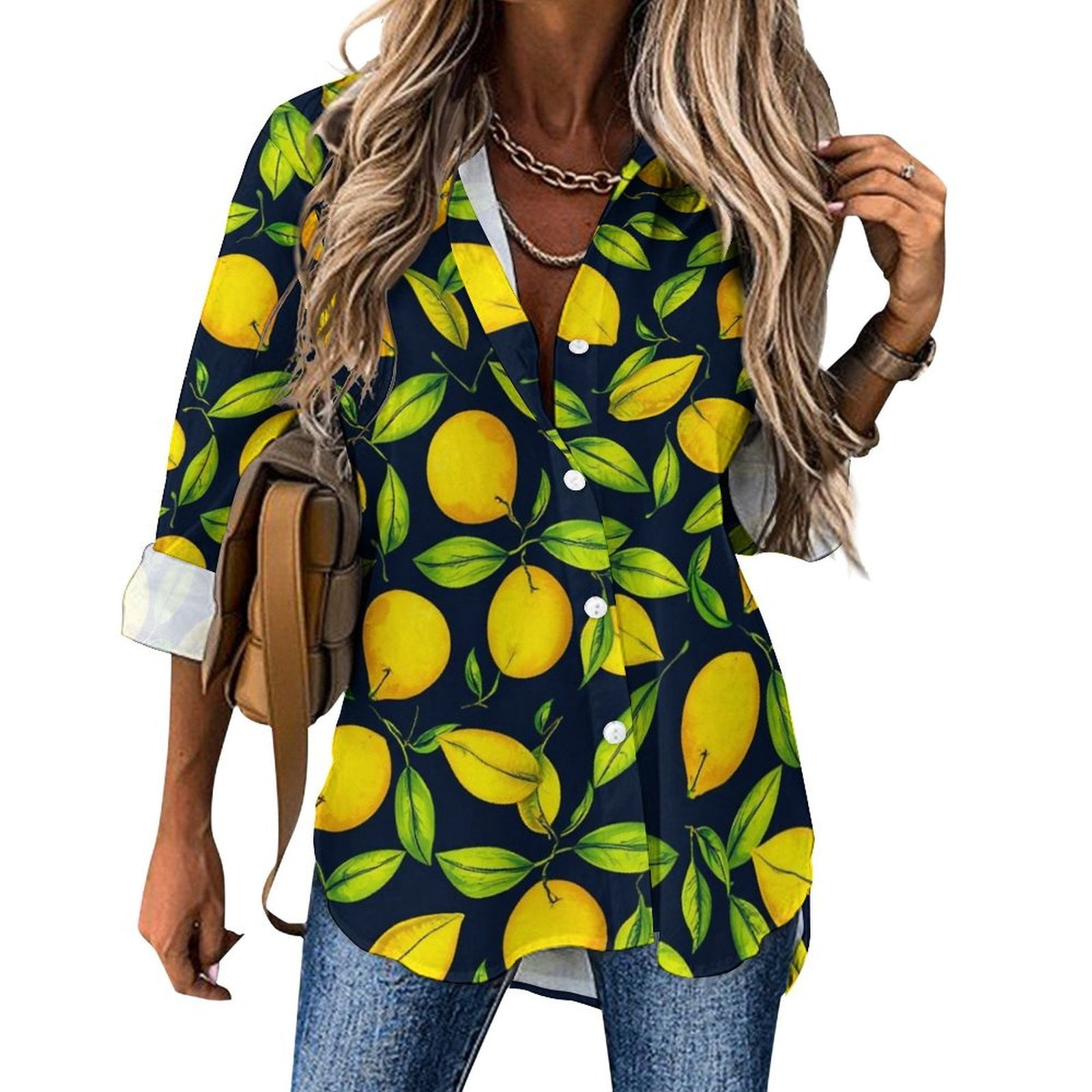 Delicious Lemon Casual Blouse Long-Sleeve Blouses Woman Street Style ...