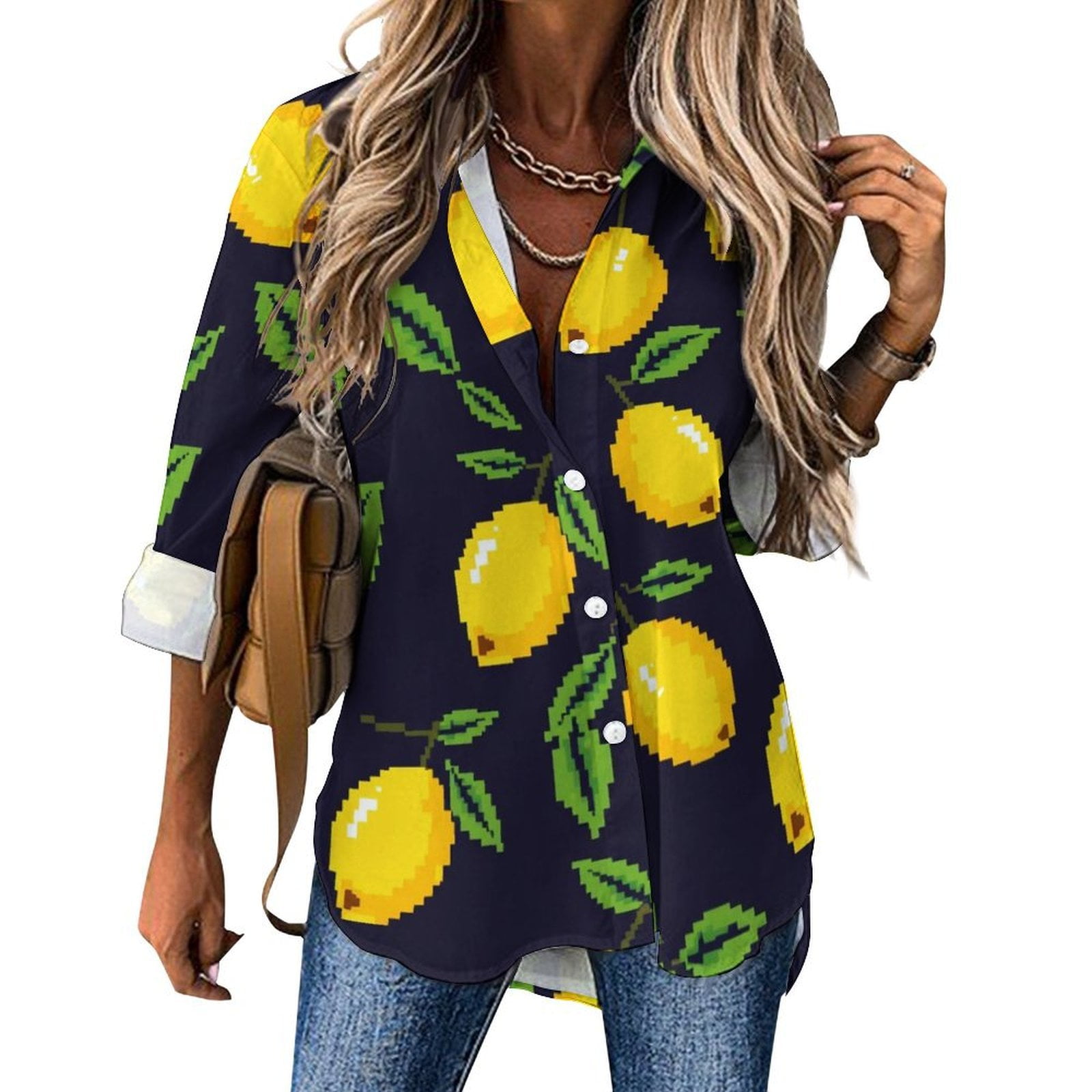 Delicious Lemon Casual Blouse Long-Sleeve Blouses Woman Street Style ...