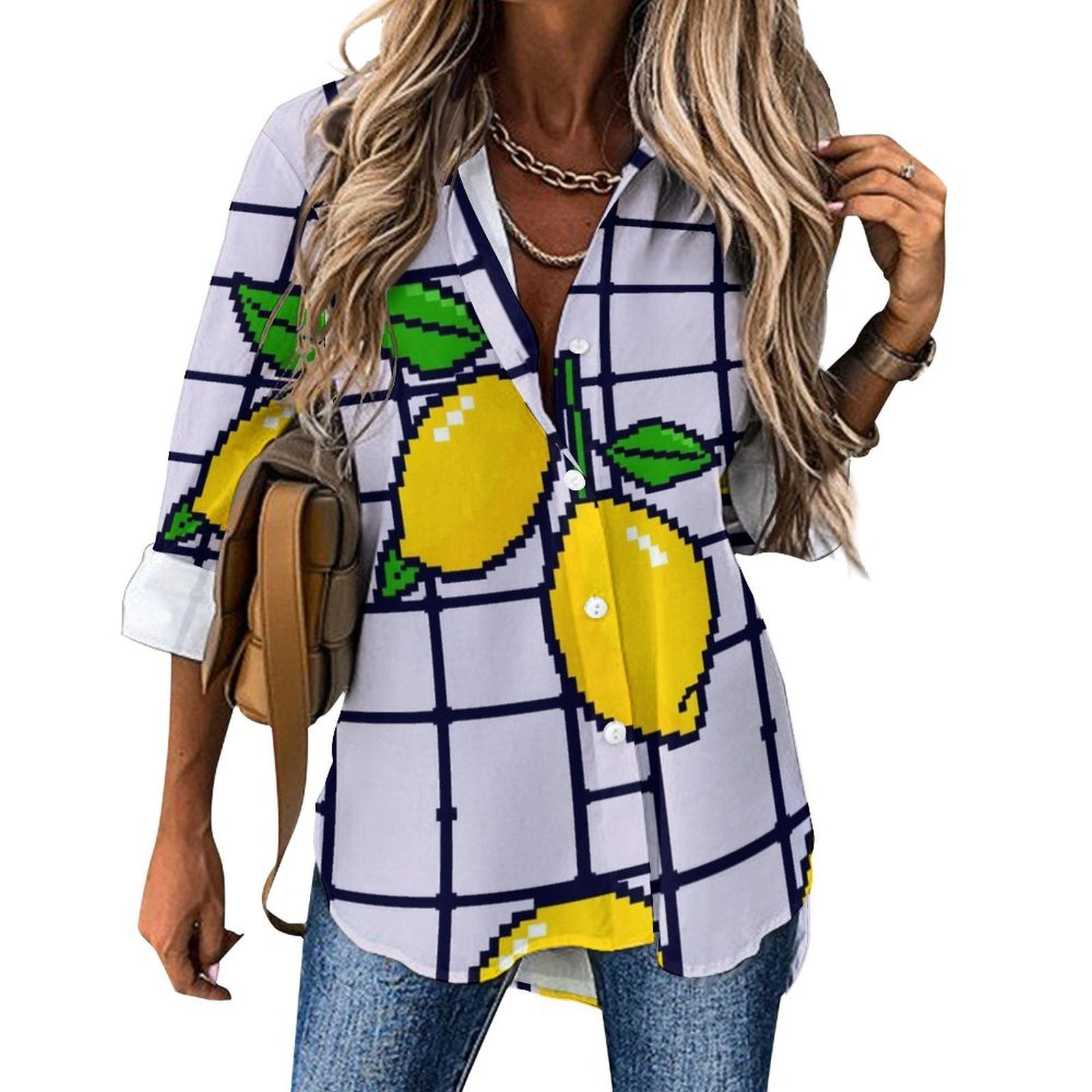 Delicious Lemon Casual Blouse Long-Sleeve Blouses Woman Street Style ...