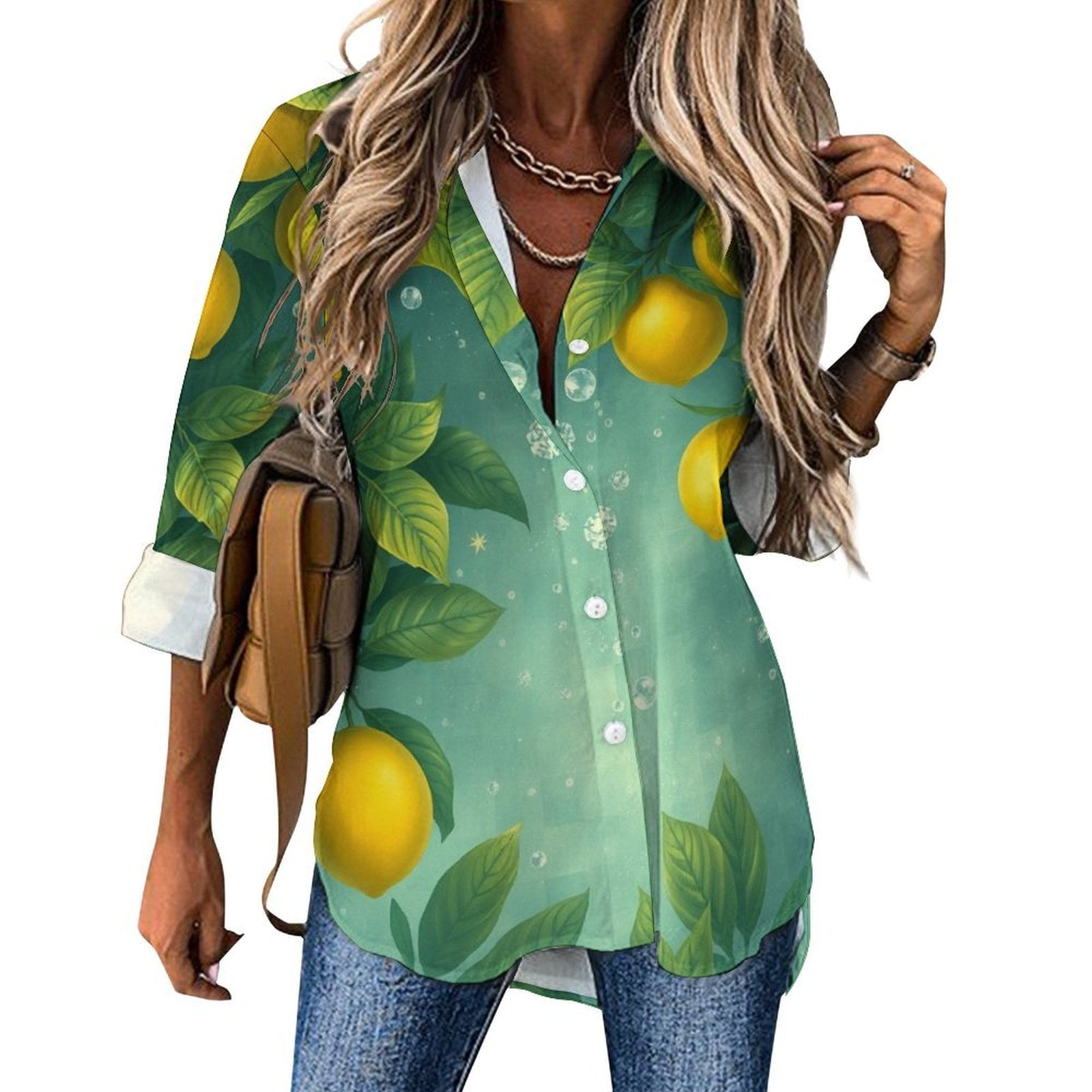 Delicious Lemon Casual Blouse Long-Sleeve Blouses Woman Street Style ...