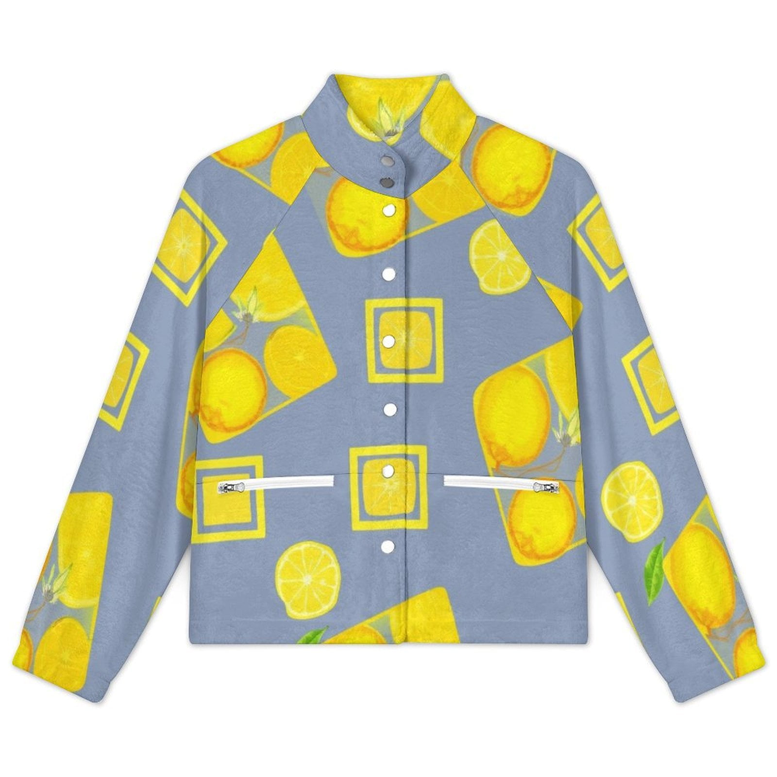Delicious Lemon Fall Winter Women Jacket Stand Collar Thick Plush ...