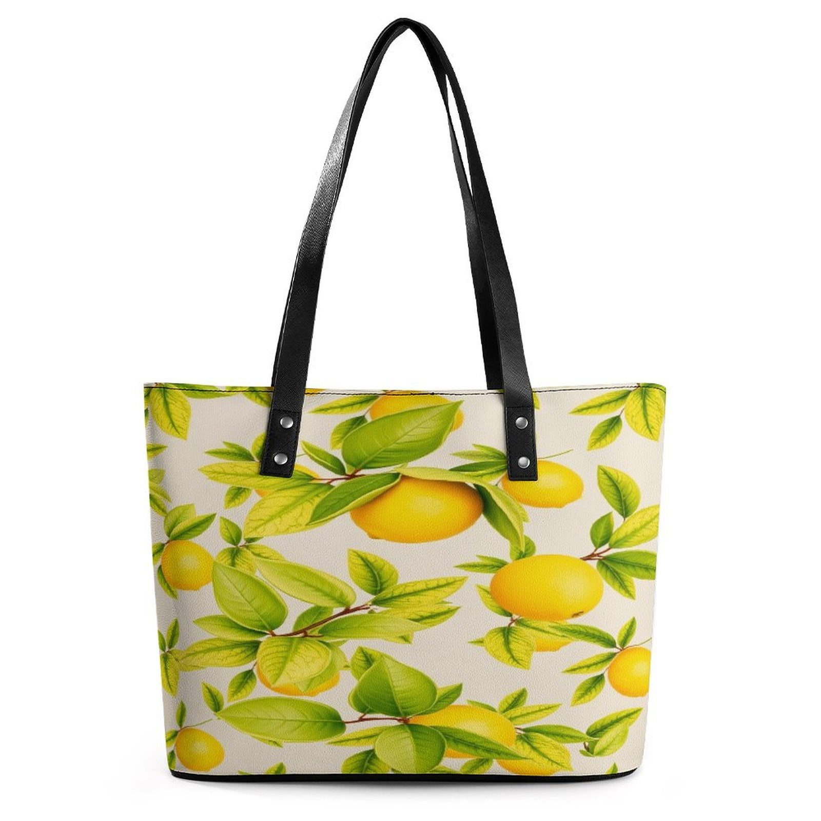 Delicious Lemon Handbags Travel Tote Bag Women Casual Shoulder Bag PU ...