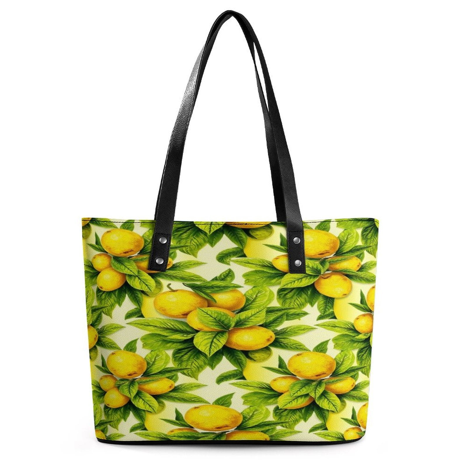 Delicious Lemon Handbags Travel Tote Bag Women Casual Shoulder Bag PU ...