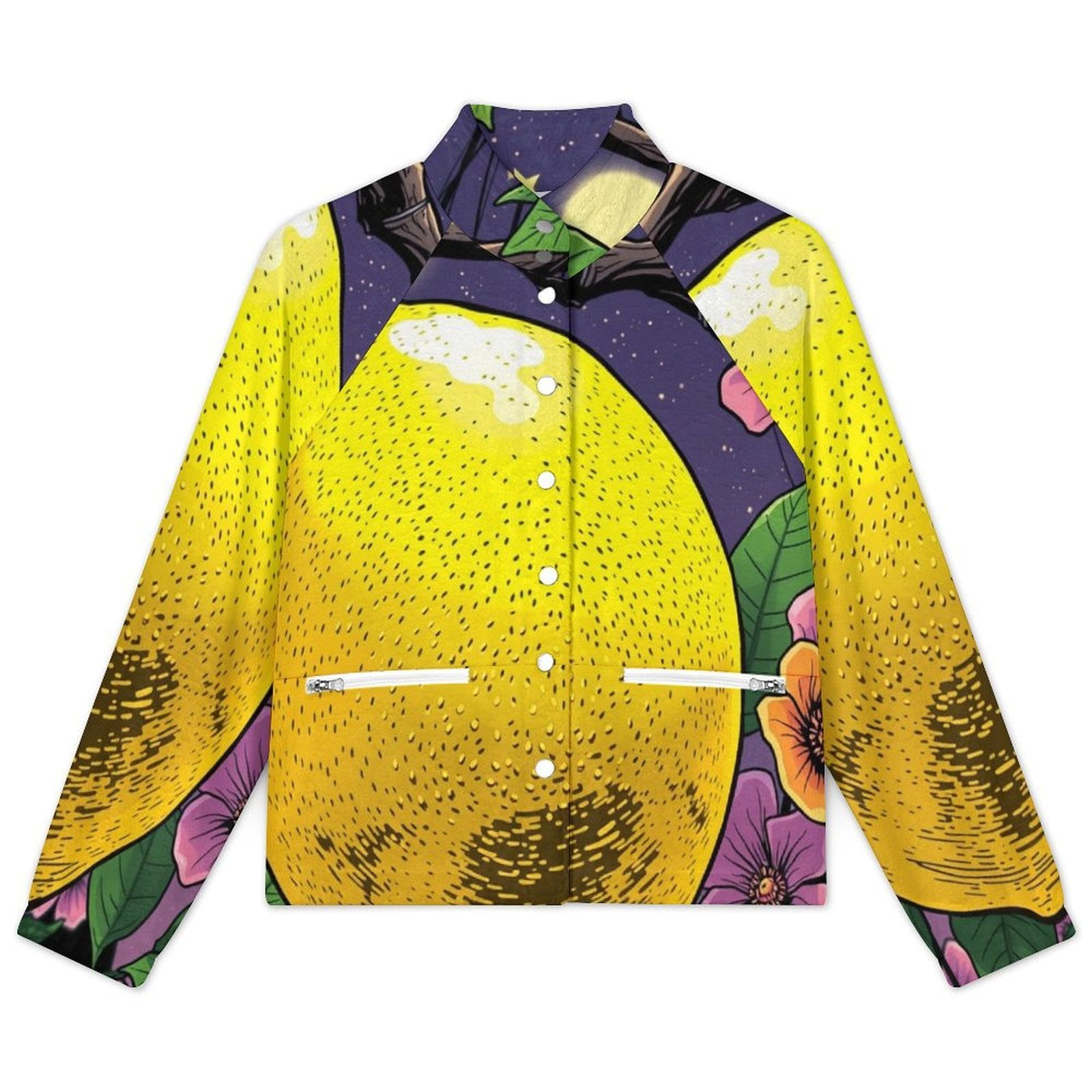 Delicious Lemon Jacket Women's Stand Collar Warm Outwear Autumn Winter ...