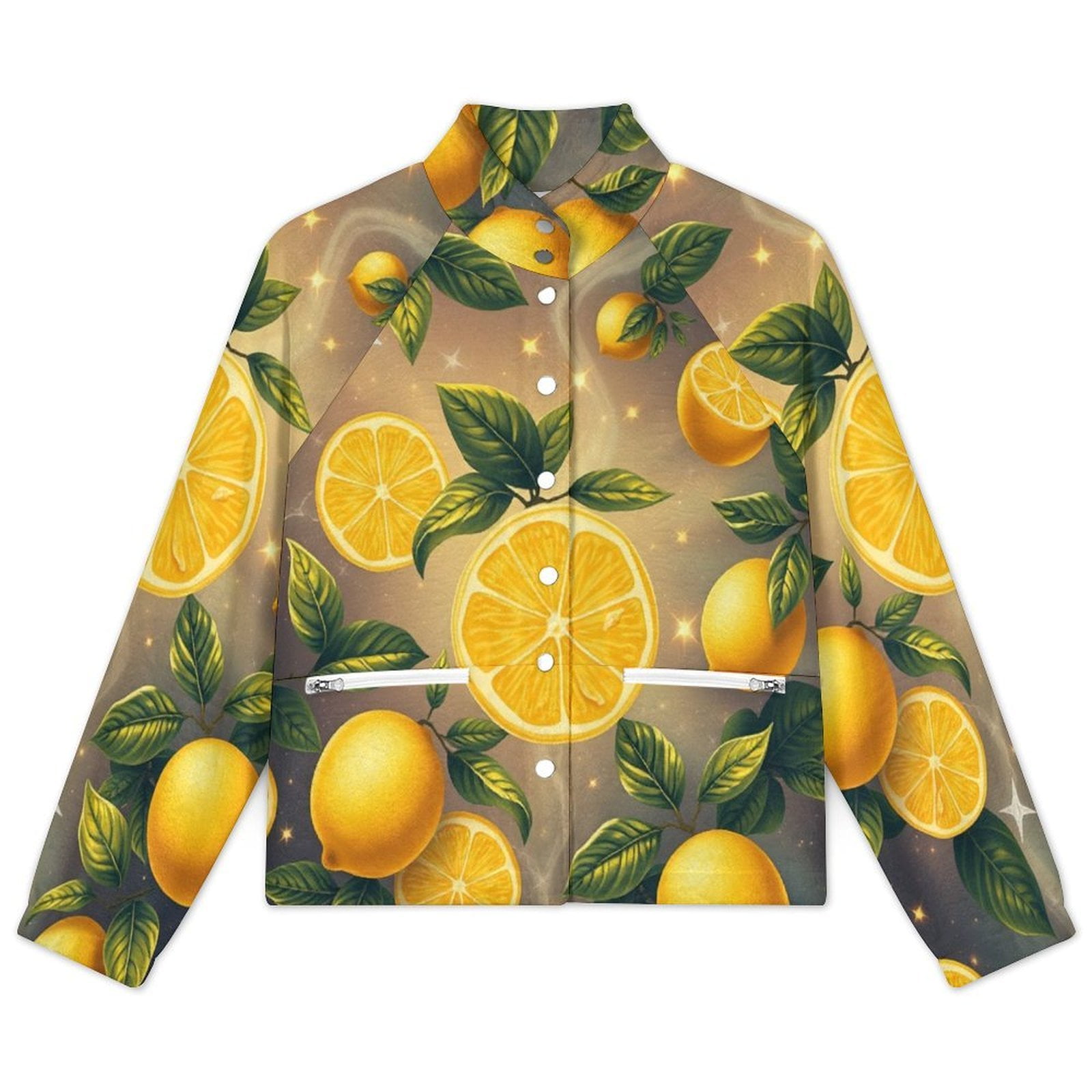 Delicious Lemon Jacket Women's Stand Collar Warm Outwear Autumn Winter ...