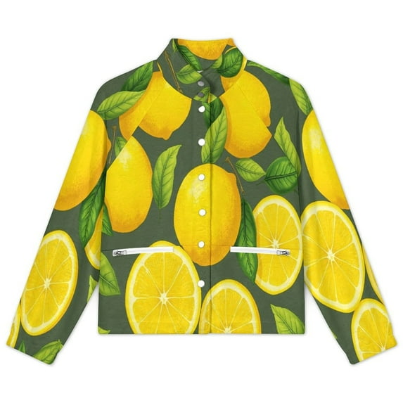 Delicious Lemon Jacket Women's Stand Collar Warm Outwear Autumn Winter ...